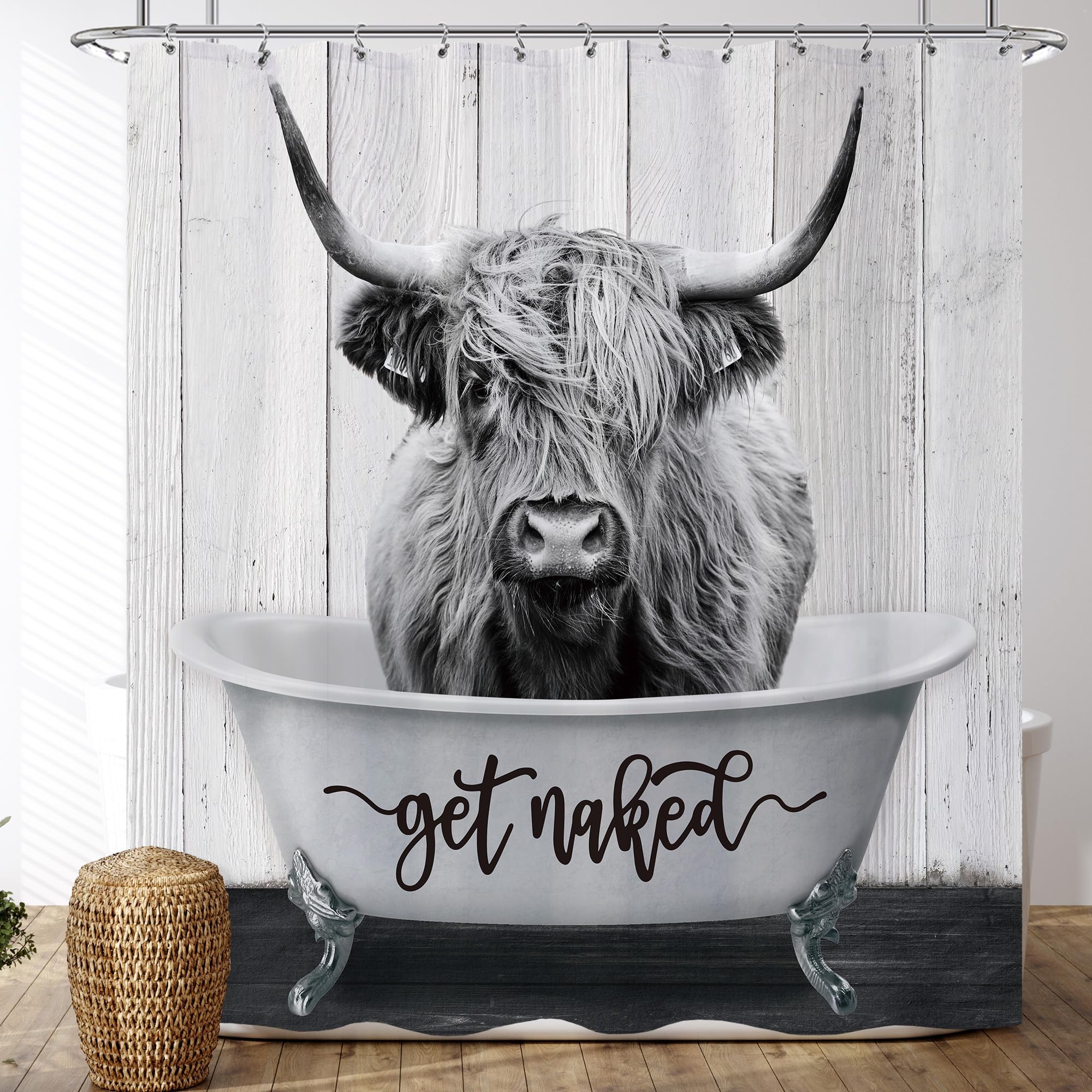 Amazon.com: Opeoddie Highland Cow Shower Curtain Two Different Pattern ...