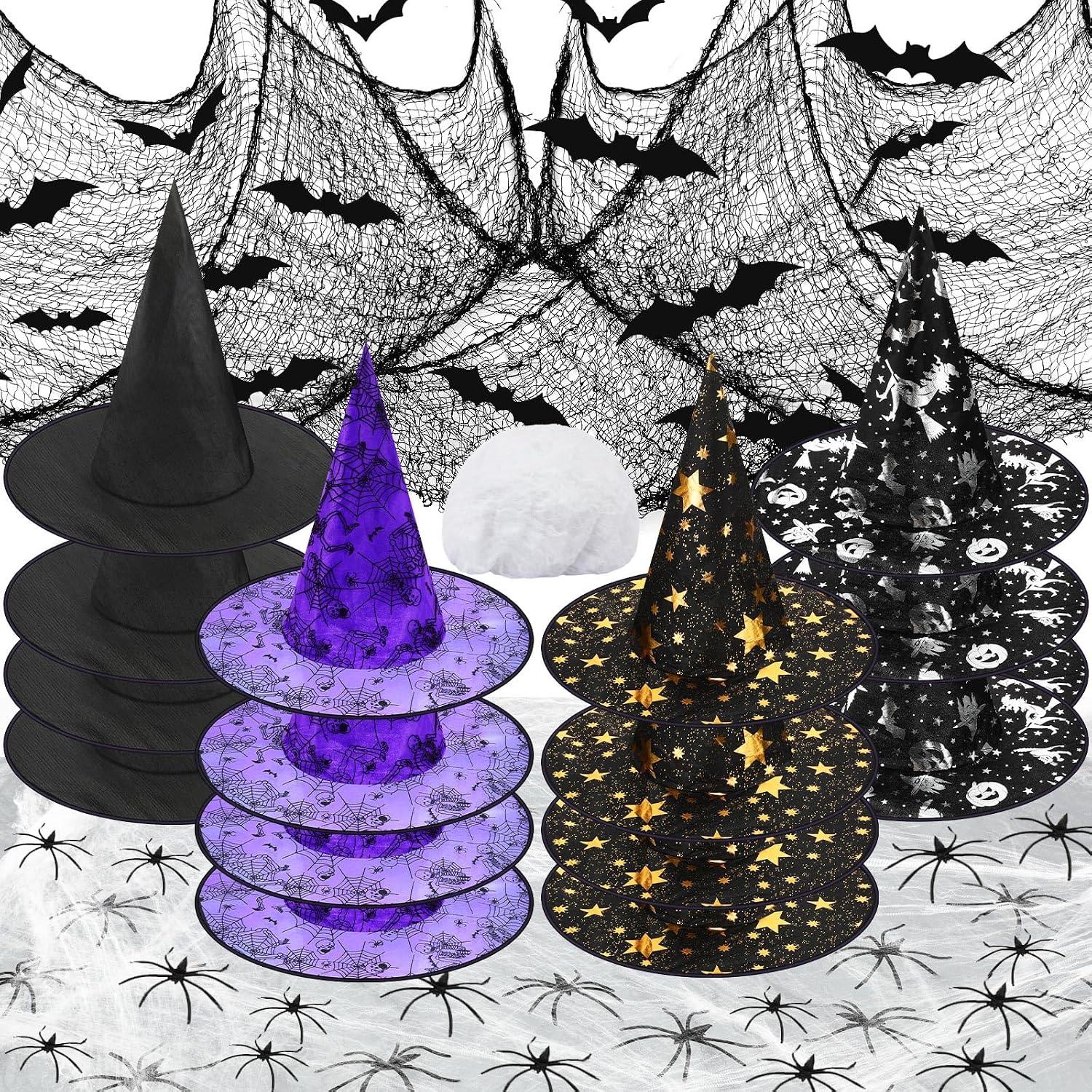 Amazon.com: Jenaai 85 Pcs Witch Hat Kit Halloween Decorations Including ...