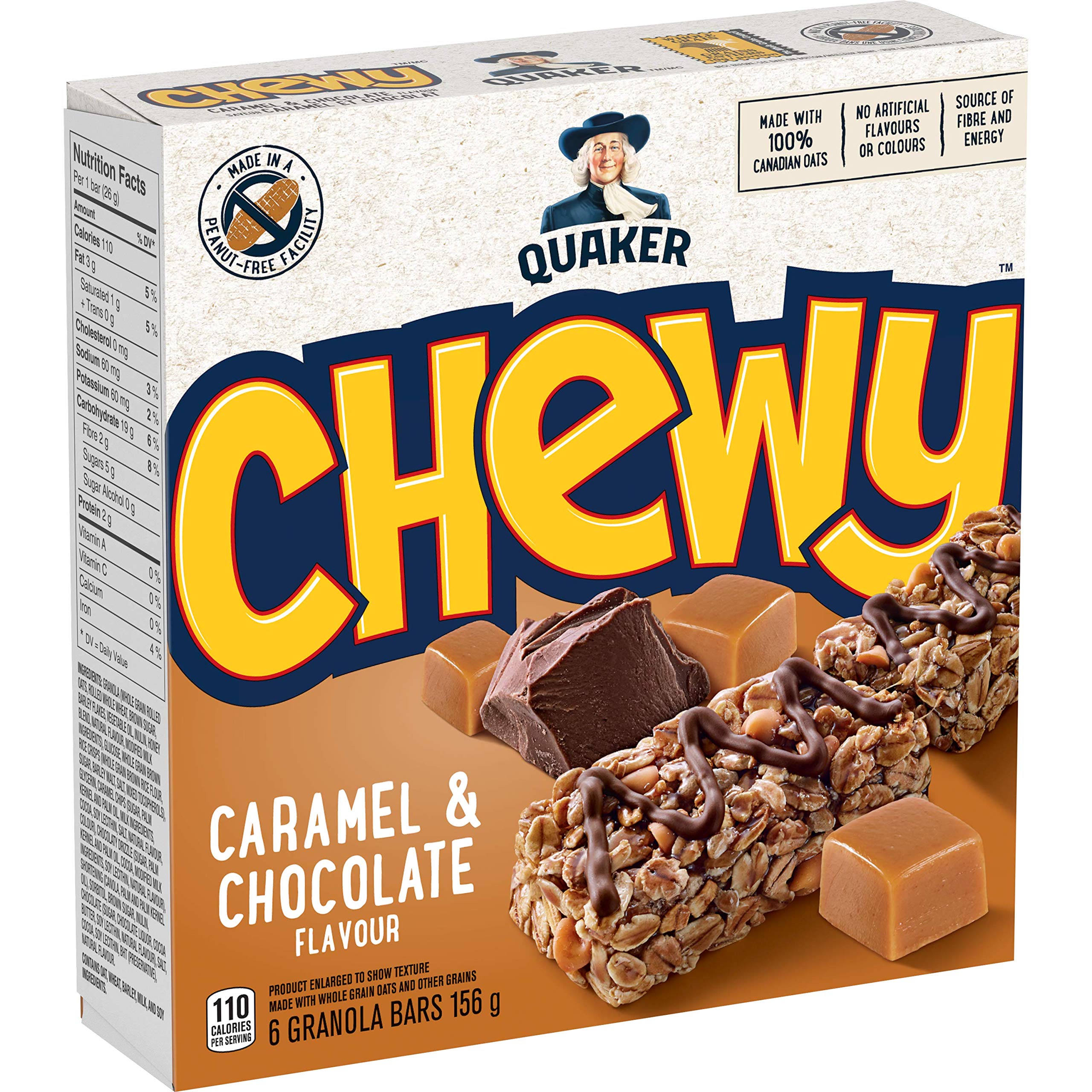 Amazon.com: Quaker Chewy Caramel & Chocolate, 6 Bar Pack (Pack of 12 ...
