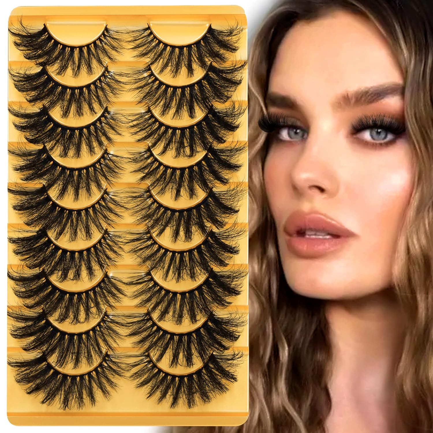 Amazon.com: Fluffy Lashes 20mm Dramatic Eyelashes Wispy Faux Mink ...