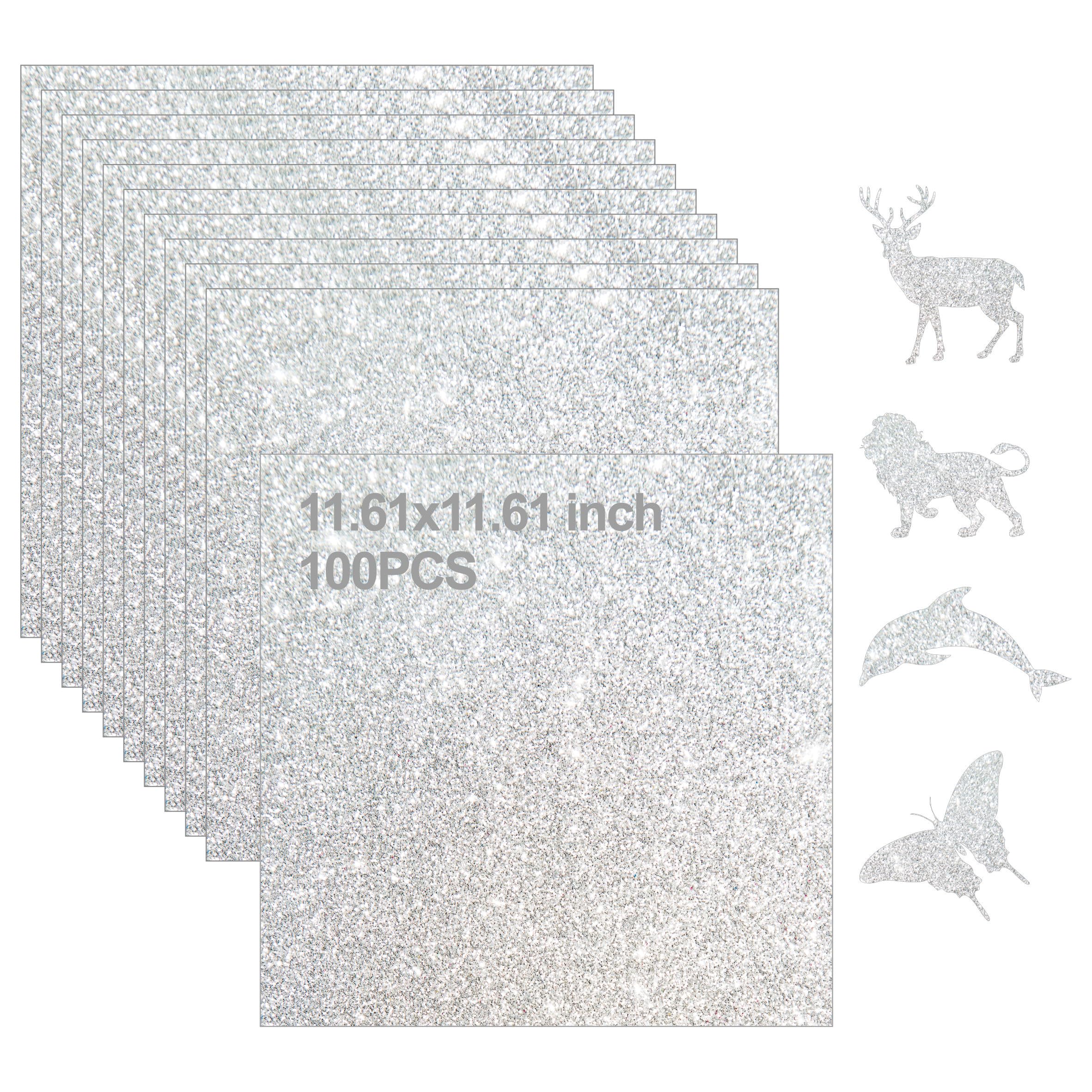 Amazon.com: 100 PCS Silver Glitter Paper Cardstock,11.81x11.81 inch ...