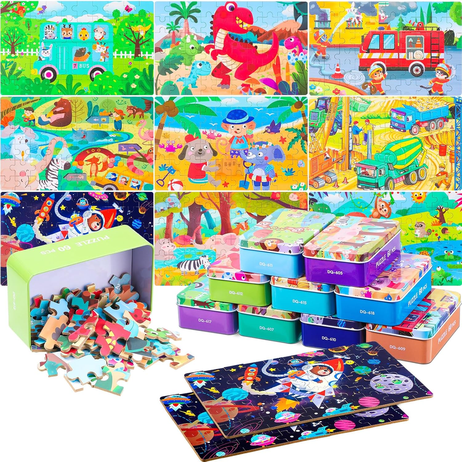 Amazon.com: Libima 9 Boxes Party Favors Jigsaw Puzzles in a Metal Box ...