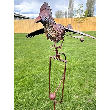 Amazon.com: Kinetic Energy Metal Brown Roadrunner Bird Yard Stake ...