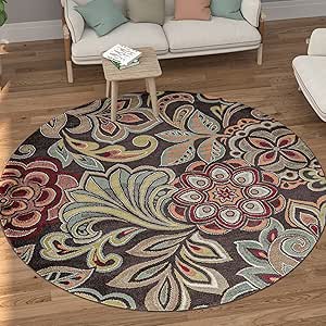 Amazon.com: Modern 8ft Round Rug - Indoor Area Rug - Area Rugs for ...