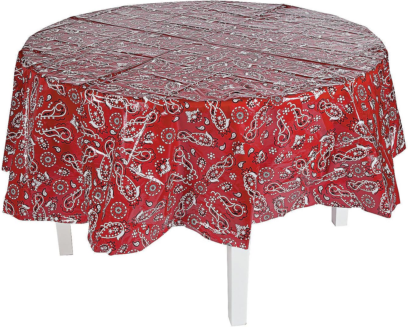 Amazon.com: Fun Express Red Bandana Round Disposable Tablecloth ...