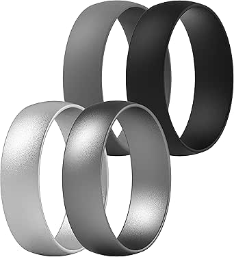Amazon.com: ThunderFit Unisex Silicone Wedding Rings, Rubber Engagement ...