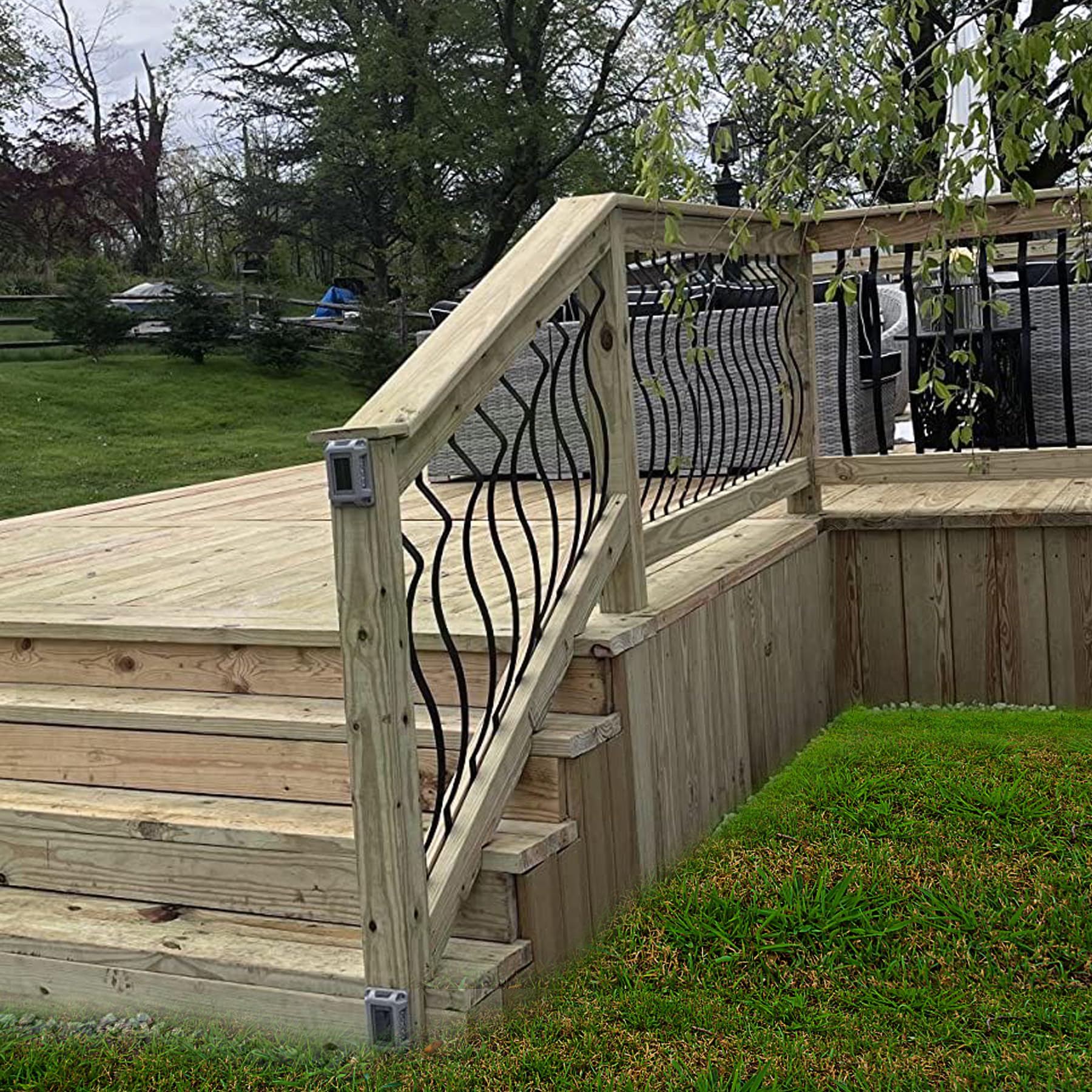 Akenow Deck Balusters, 51 Pack Metal Deck Spindles, 32.25"x1" Staircase ...