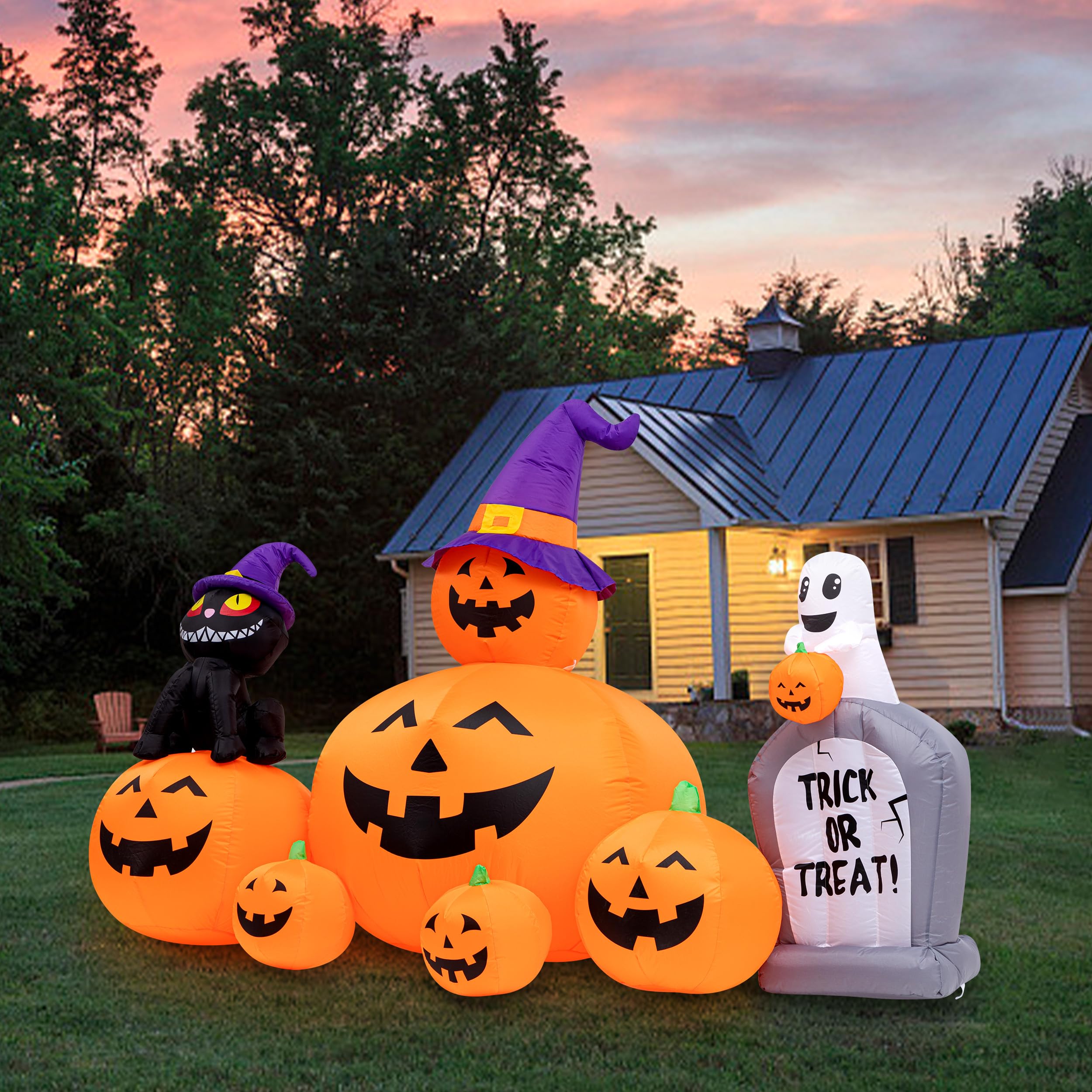 Amazon.com: HBlife Halloween Inflatables Outdoor Decorations Pumpkin ...