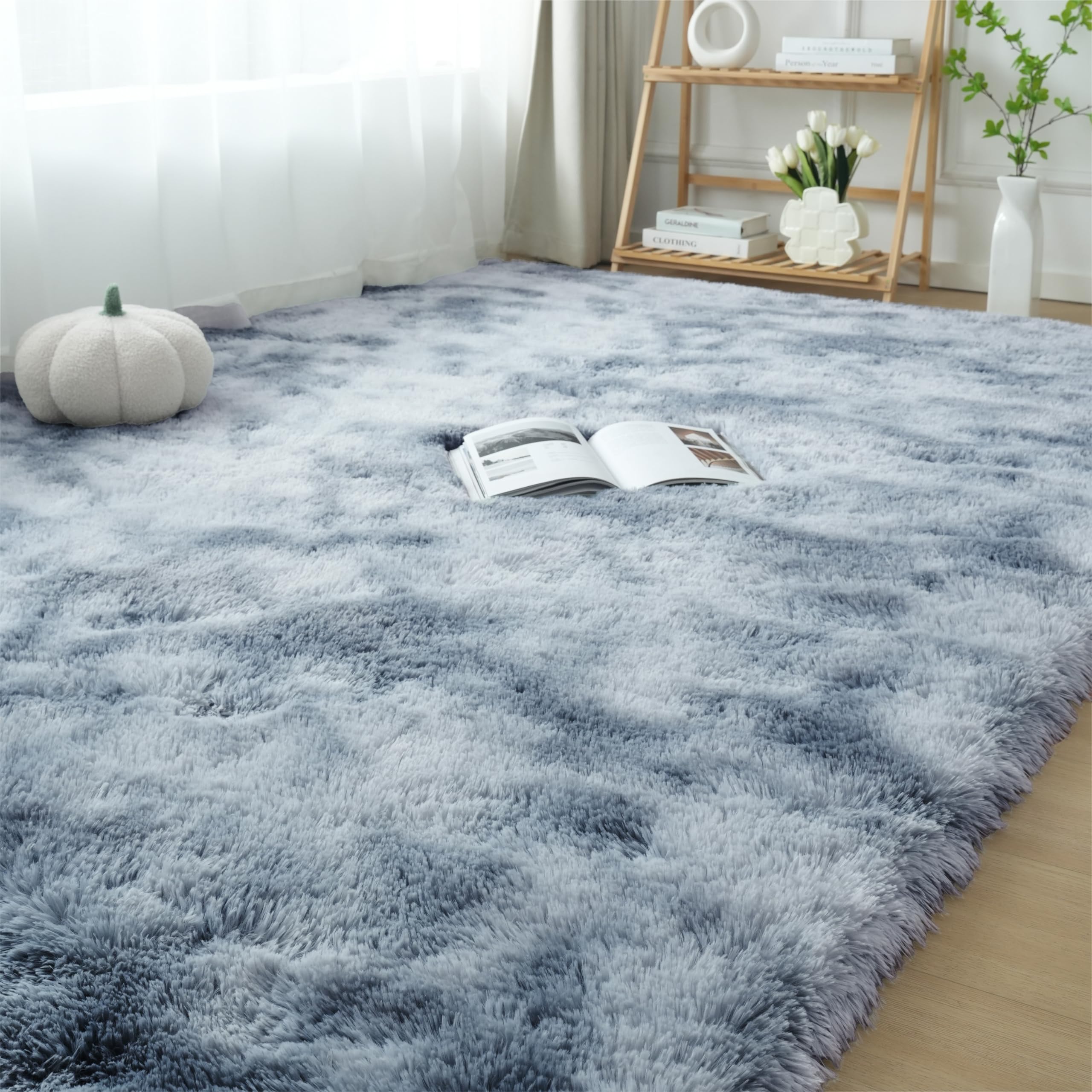 Amazon.com: Fluffy Area Rug Living Room: Grey Shag Rug 6x9 Plush Rugs ...