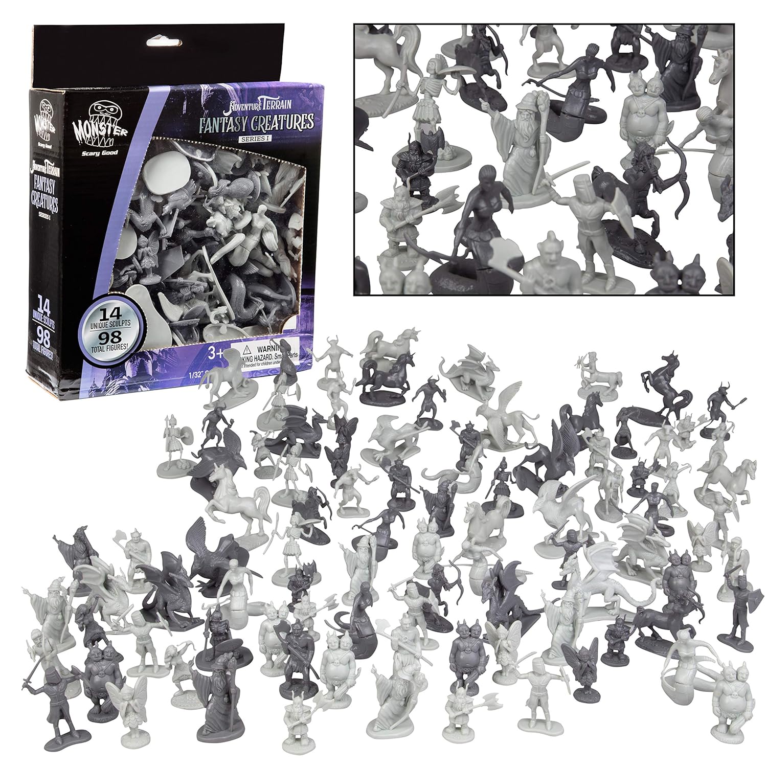 Buy Fantasy Creatures Action Figure Playset - 90pc Monster Battle Toy ...