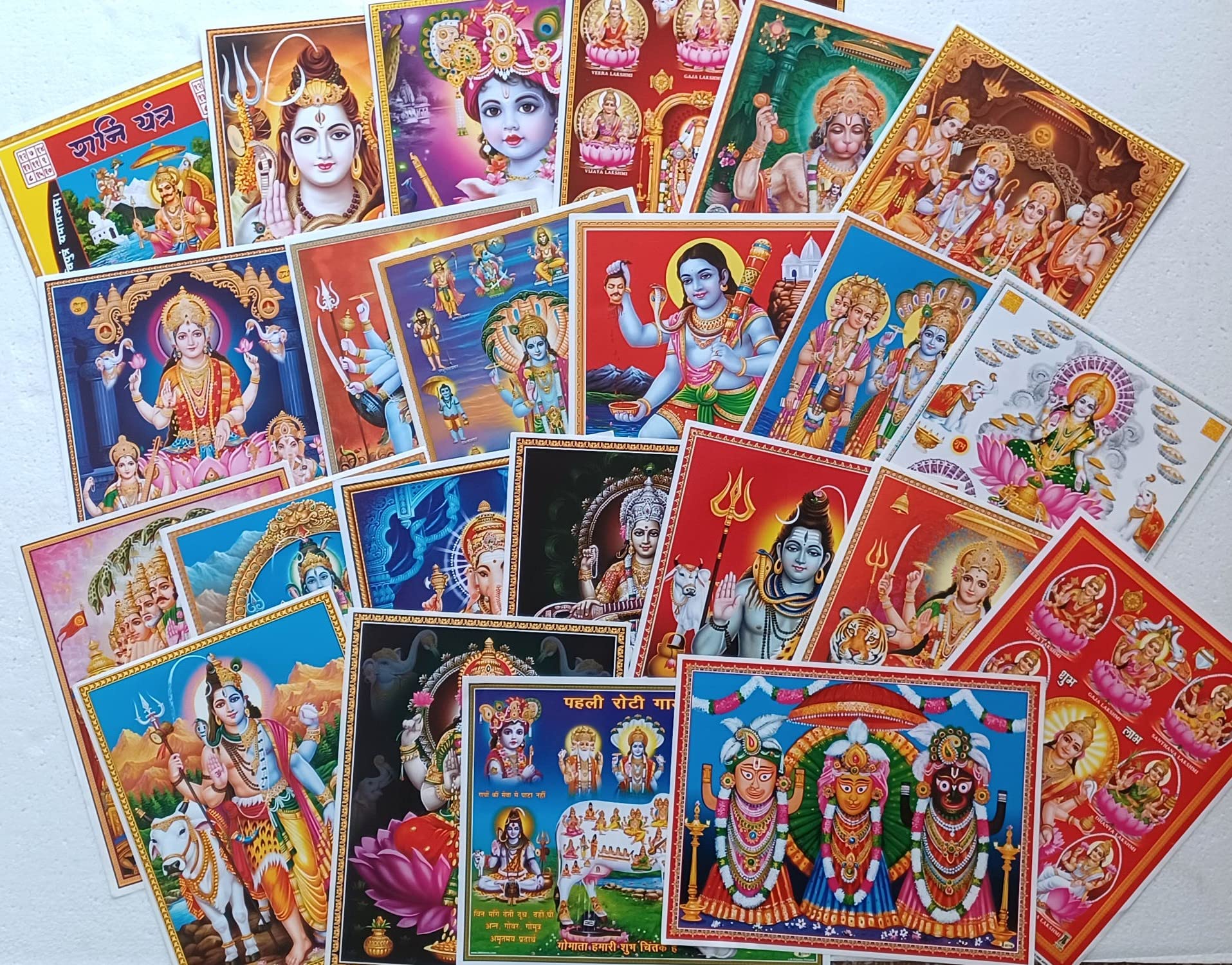 Hindu Gods Goddesses Lot Of 23 Different Posters Shani Shiva ...