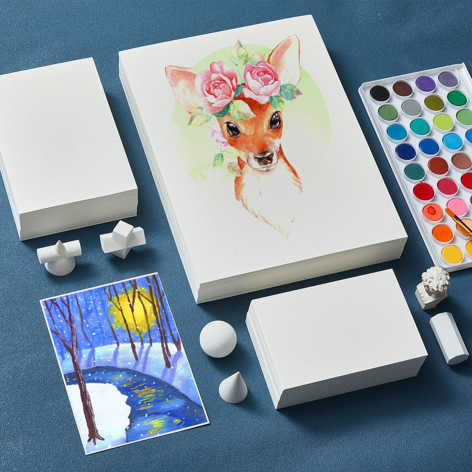 Snapklik.com : 300 Sheets 3 Sizes Watercolor Paper Bulk White Painting ...