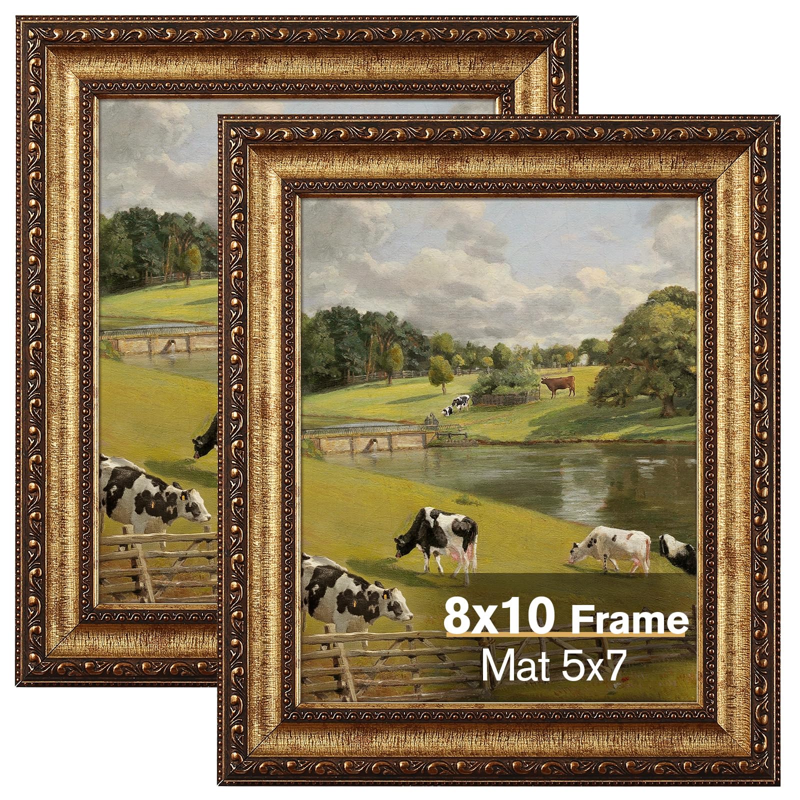 Amazon.com - Splinterix 8x10 Gold Picture Frame, 2 Pack Ornate Vintage ...