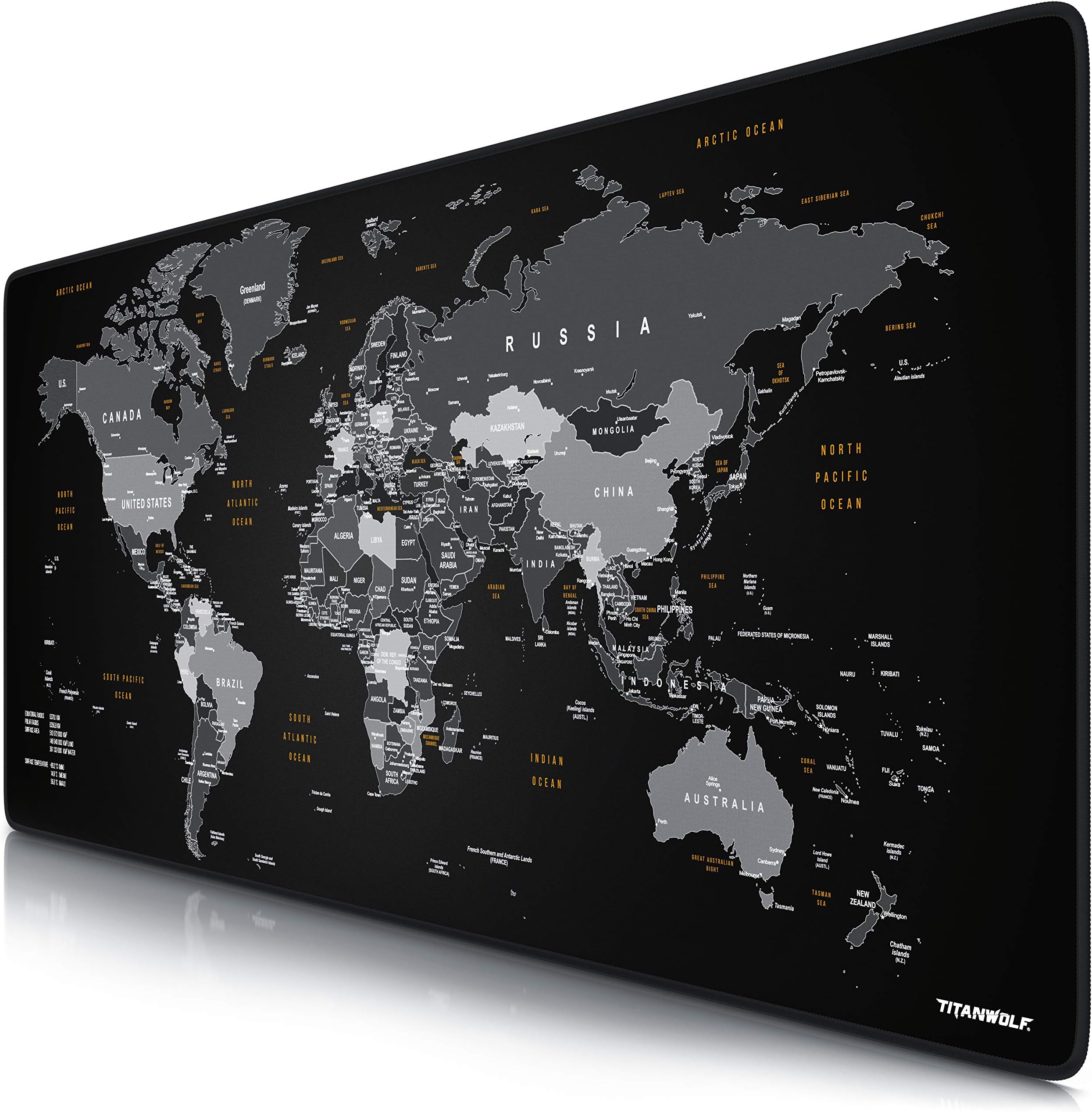 TITANWOLF XXL Speed Gaming Mouse Mat World - Mouse Pad 900 x 400 x 3mm ...