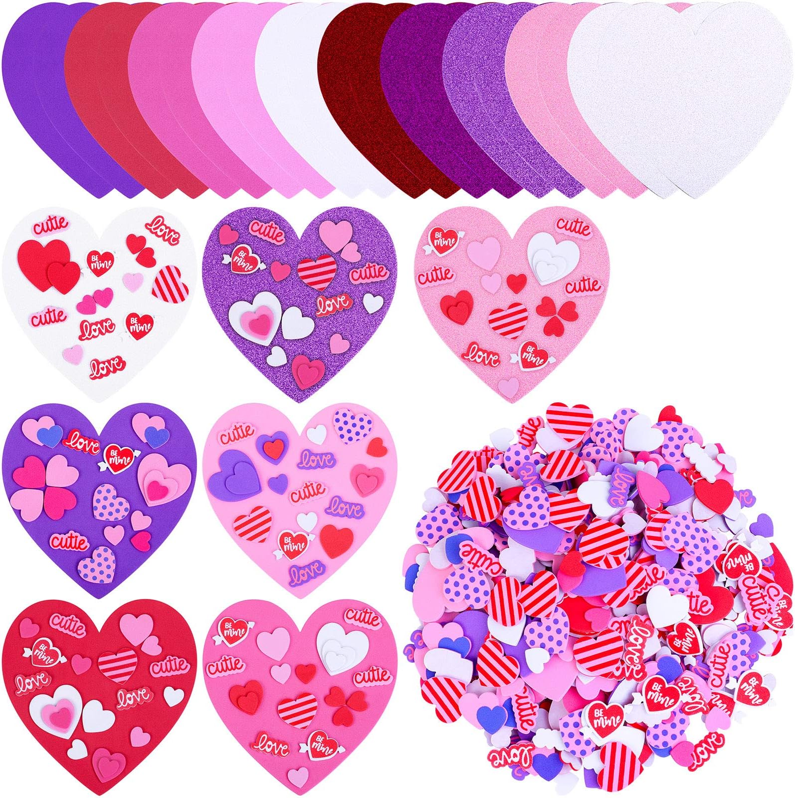 Amazon.com: 500 Pcs Valentines Day Foam Stickers Glitter Self Adhesive ...