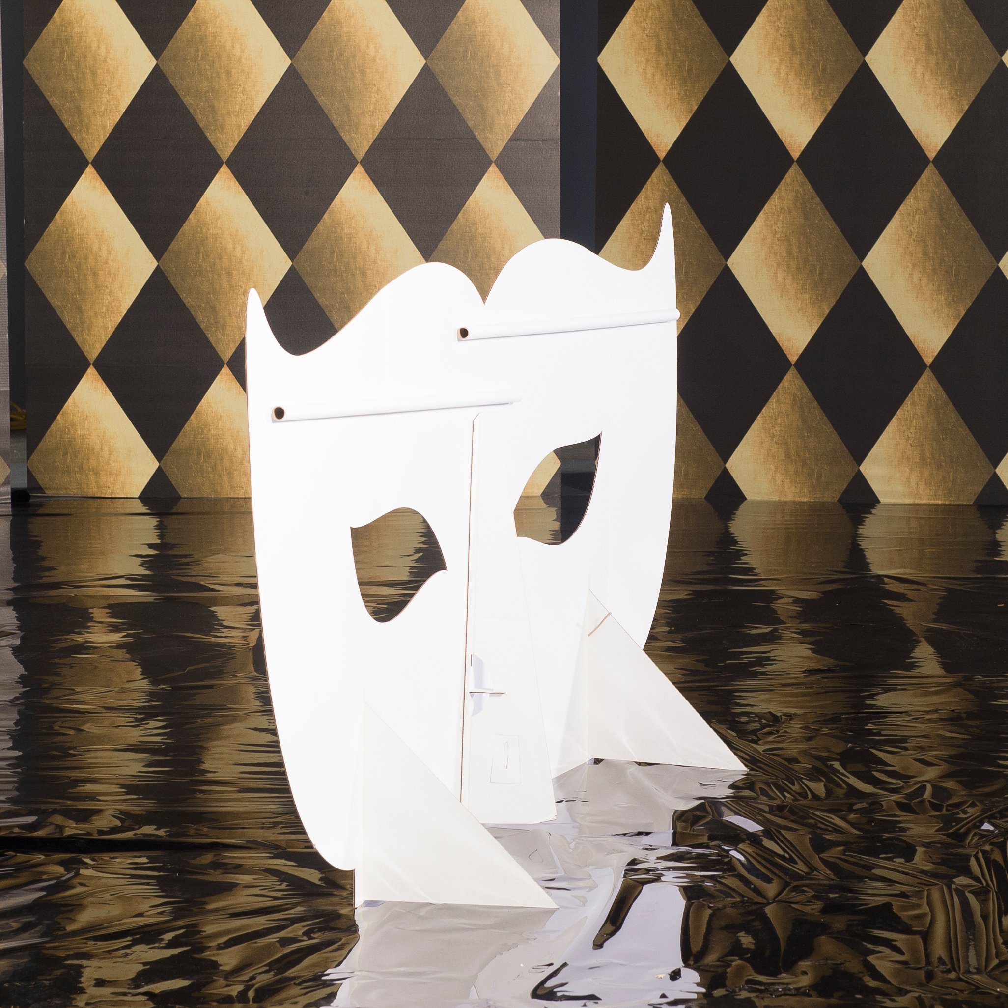 3 ft. 3 in. Black and Gold Masquerade Mask Mardi Gras Standee Standup ...