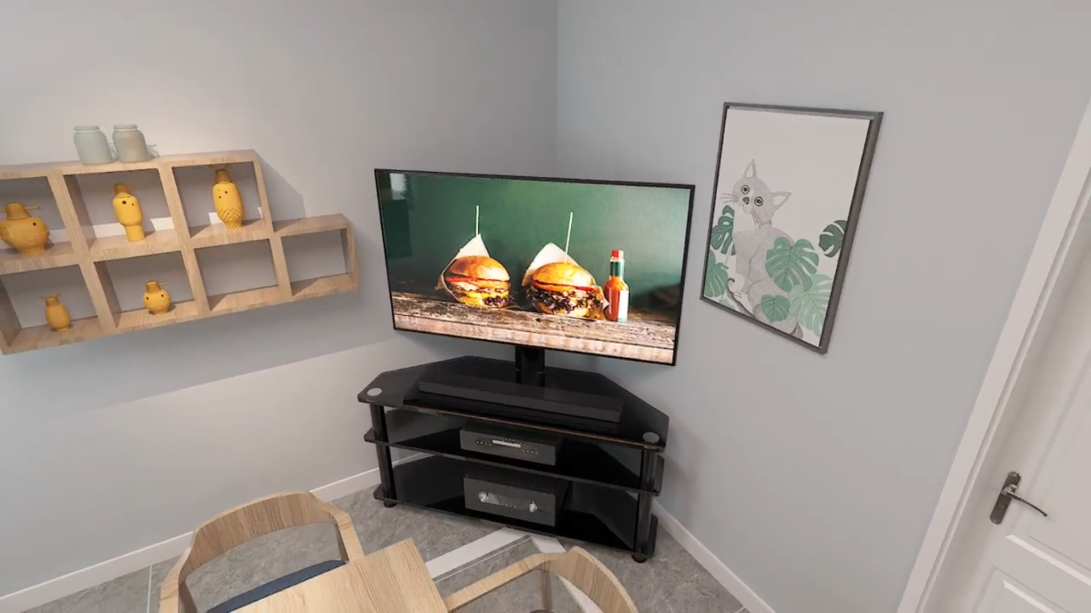 Watch 5Rcom Swivel Floor TV Stand with Tempered Glass Shelves on Amazon ...