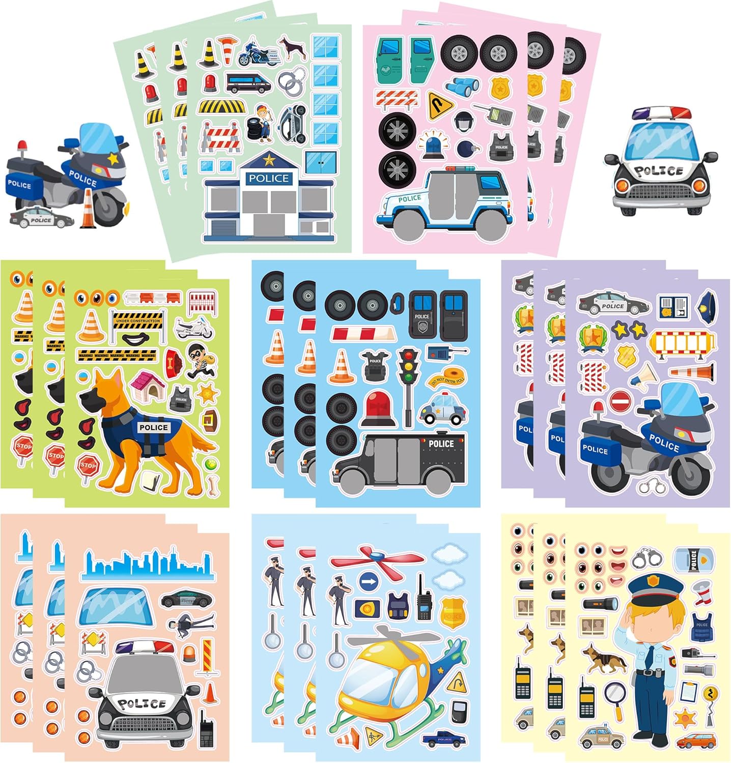 Amazon.com: Conzon 24PCS Make Your Own Police Theme Stickers, Police ...