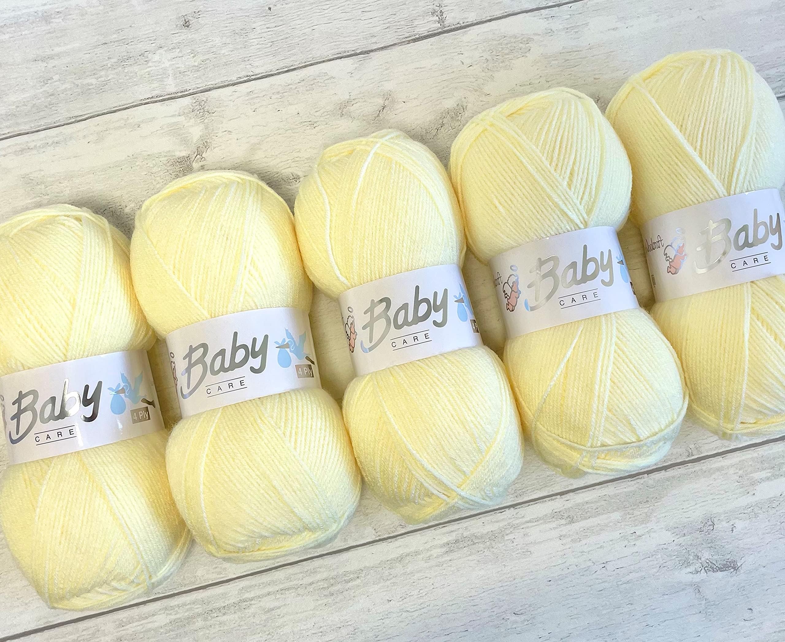 5 x 100g Woolcraft Babycare 4Ply Baby Wool (White 700) : Amazon.co.uk ...