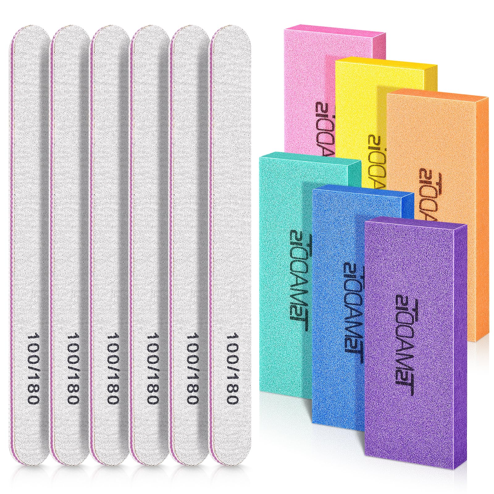 Amazon.com : Nail Files and Buffers Set with 6PCS Rectangular Buffers ...
