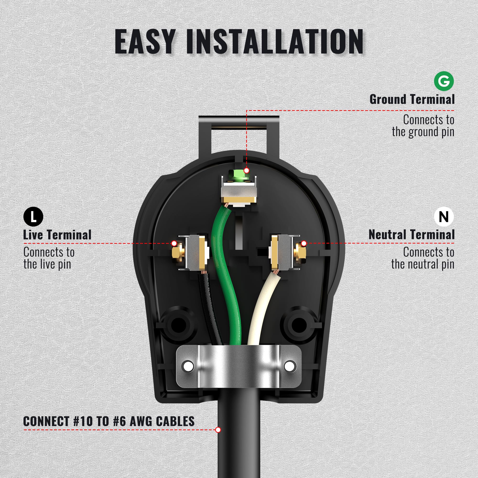 Snapklik.com : 50A Power Plug NEMA 6-50P 50Amps 250V Power Plug, Heavy ...