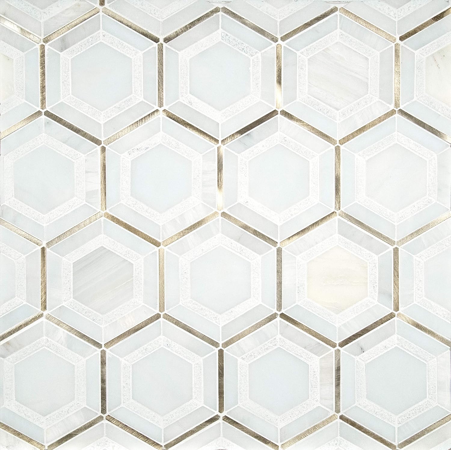 MSI Medici Gold Pattern 12.44 in. x 10.83 Marble Mesh-Mounted Mosaic ...