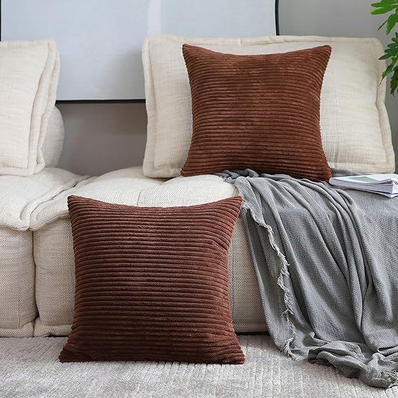 Home Brilliant 24x24 Pillow Covers Set Of 2 Striped Corduroy Plush home-brilliant-24x24-pillow-covers-set-of-2-striped-corduroy-plush
