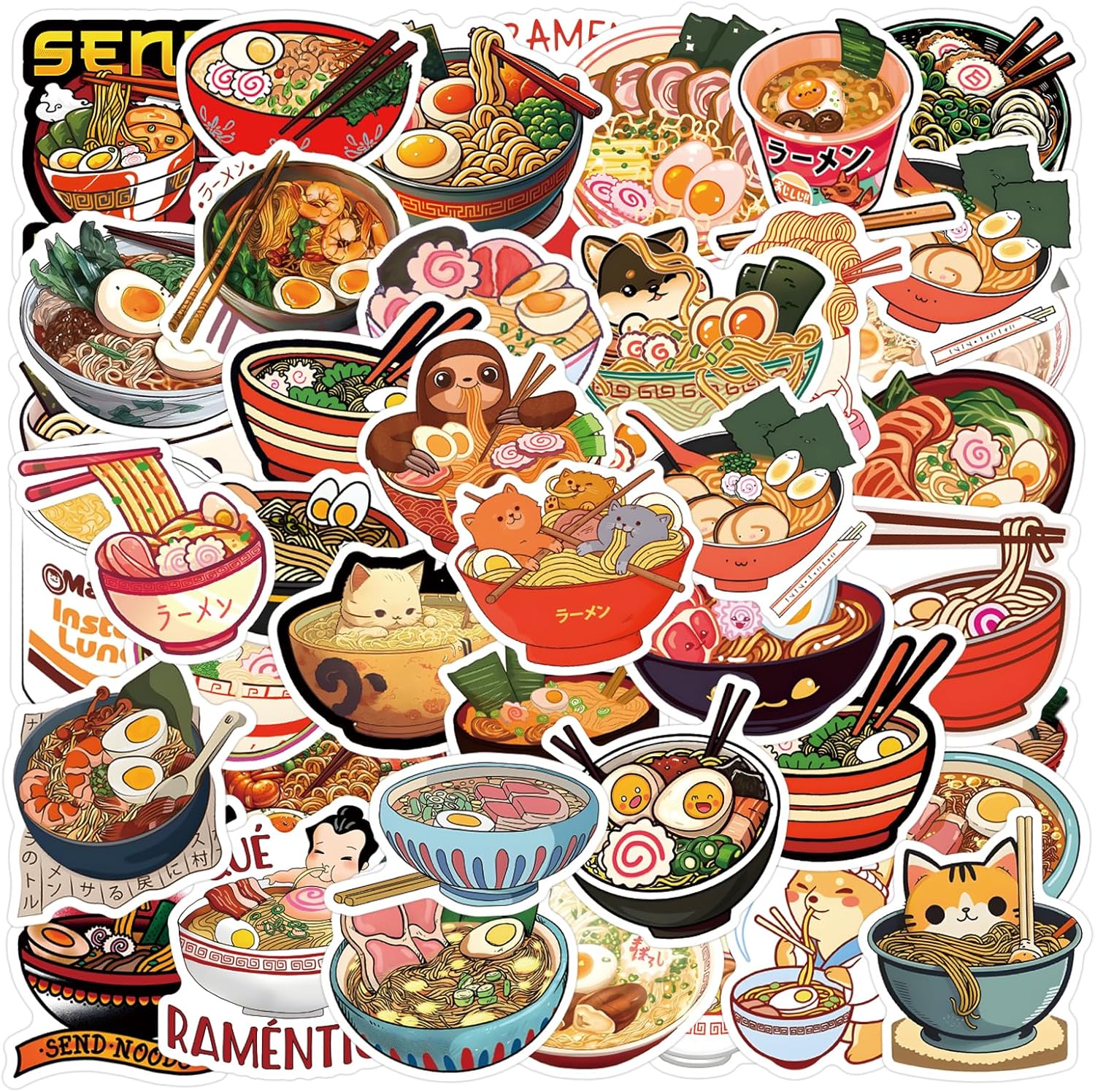 Amazon.com: Ramen Stickers for Water Bottle and Laptop 55PCS Yummy ...