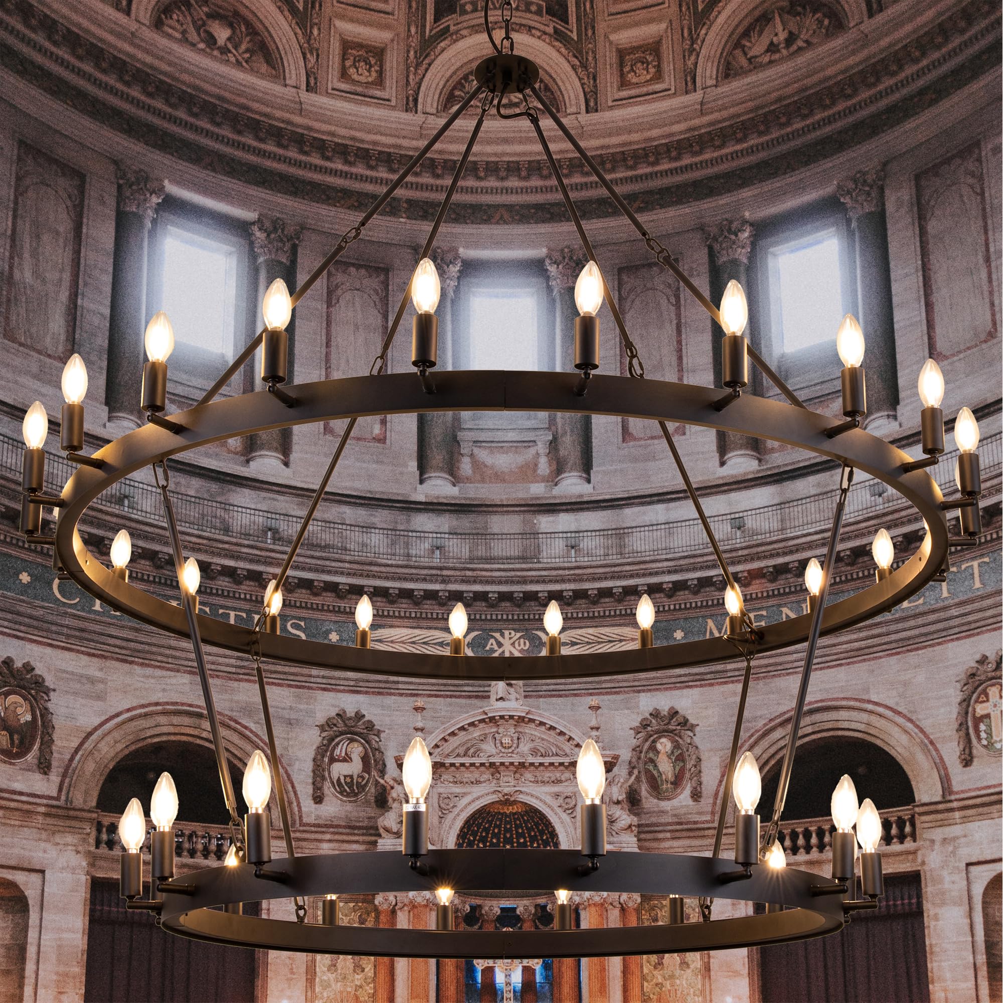 TOCHIC Black Farmhouse Chandelier Light Fixture 60 inch, 40 Lights ...