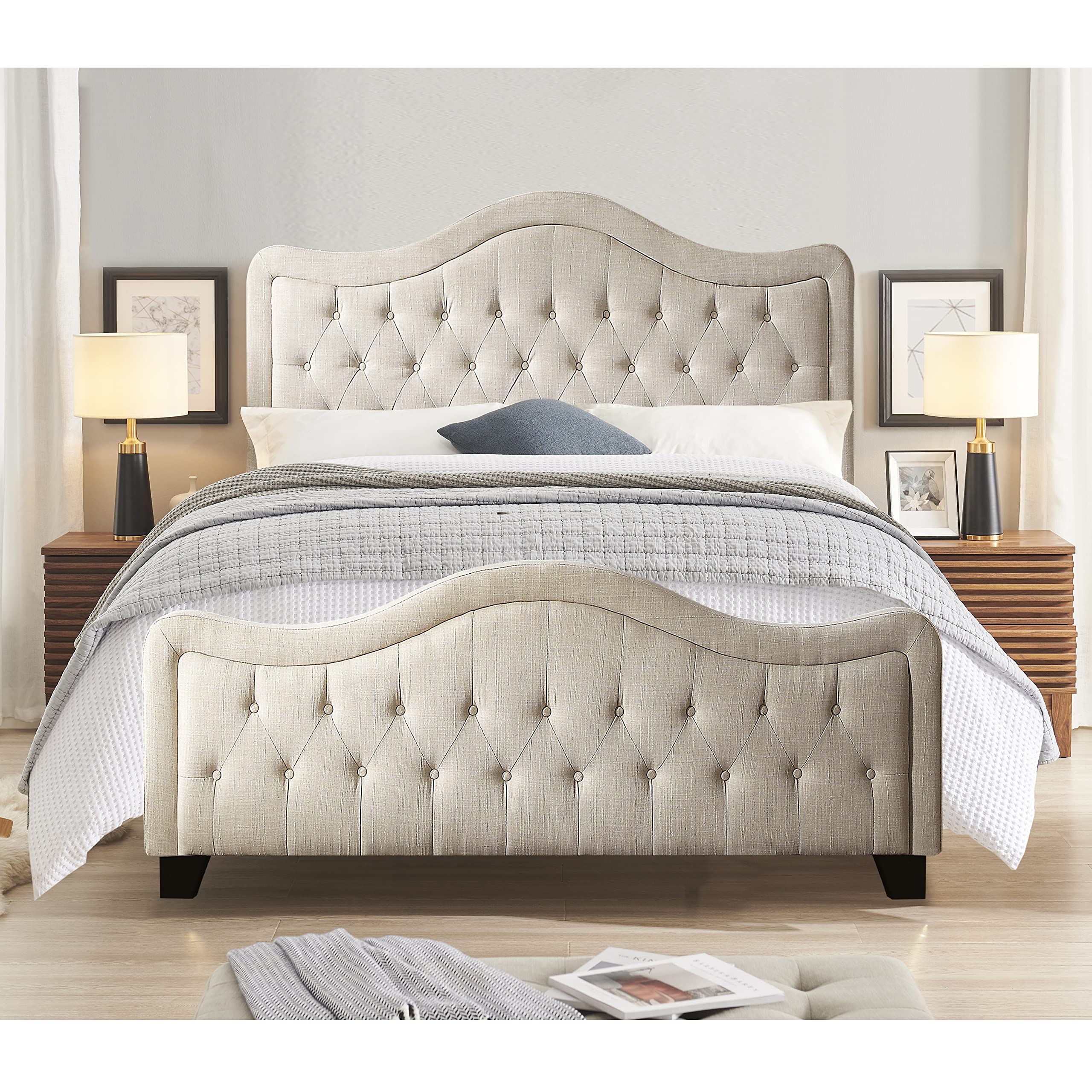 Amazon.com - Rosevera Harriman Upholstered Polyester Tufted Button ...