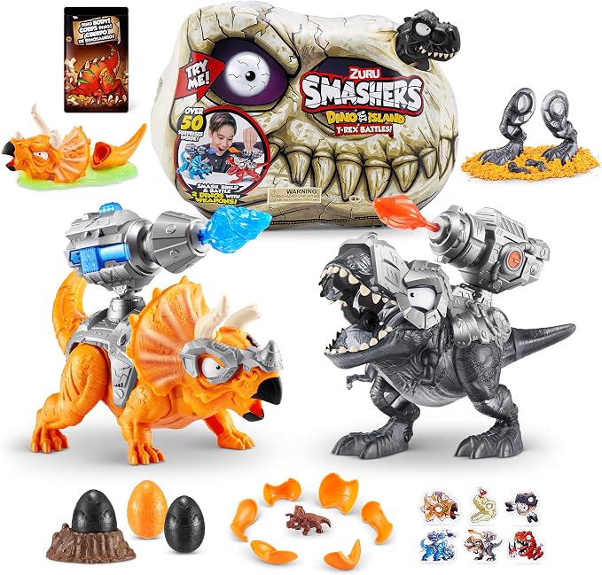 Amazon.com: Smashers Dino Island T-Rex Battles (Black Version) by ZURU ...