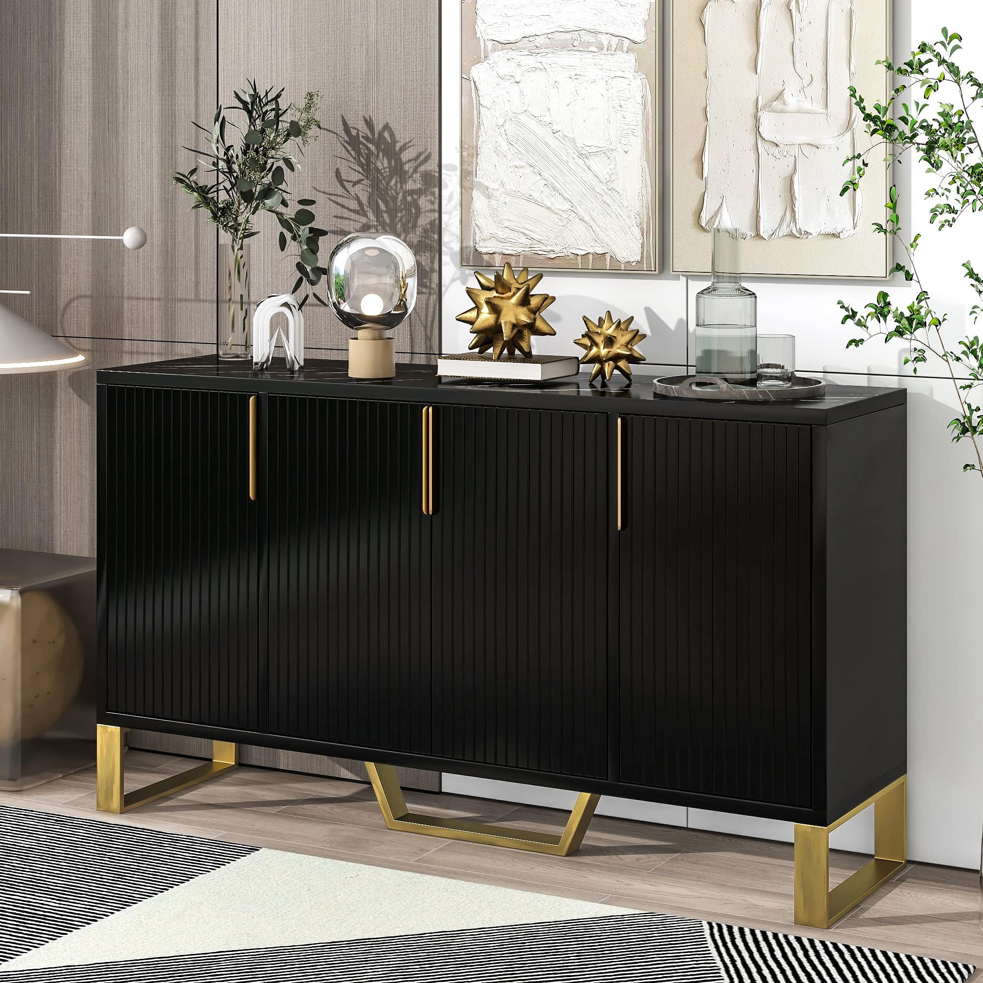 Amazon.com - ECACAD Modern Sideboard Buffet Storage Cabinet with Ripple ...