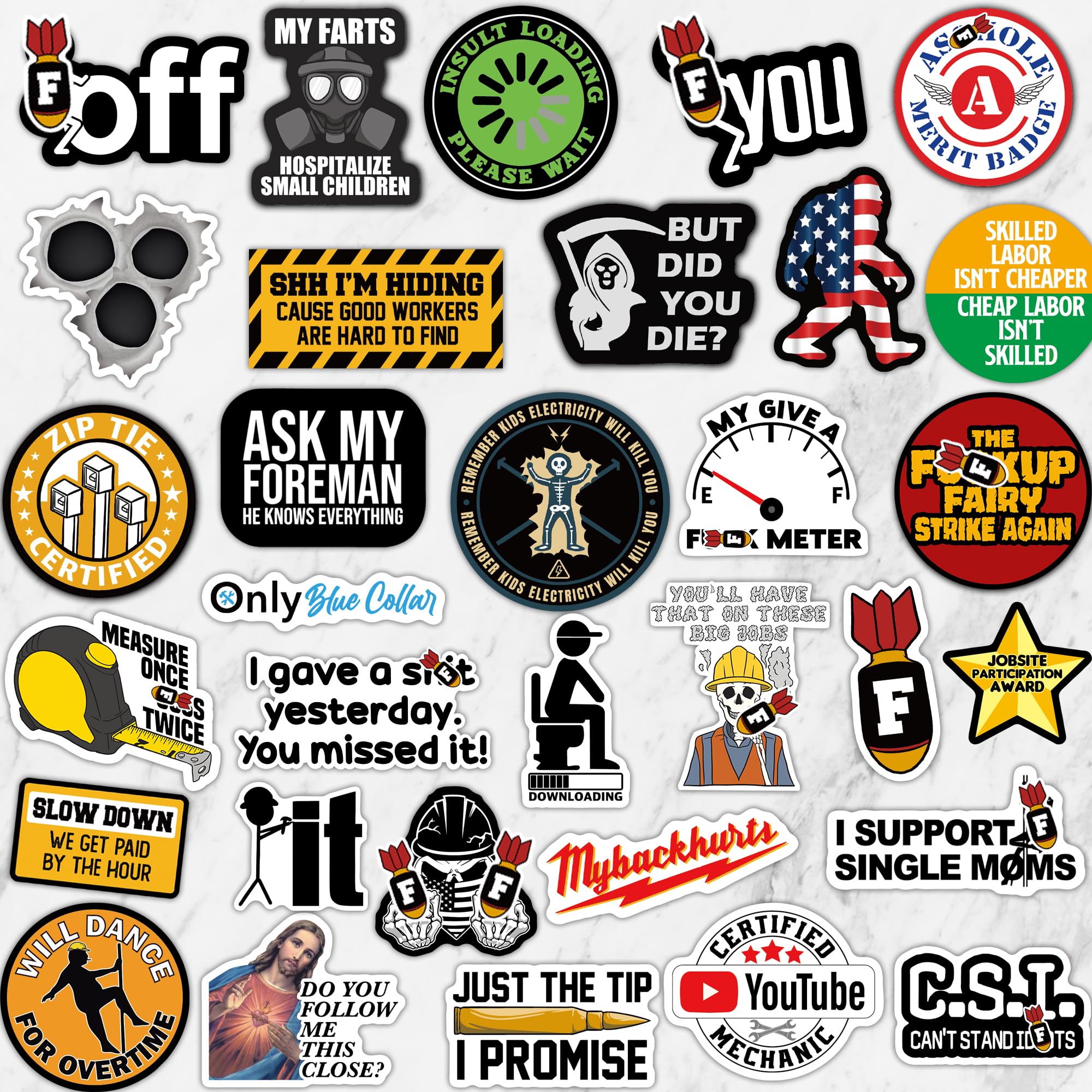 Snapklik.com : 170 PCS Hard Hat Stickers