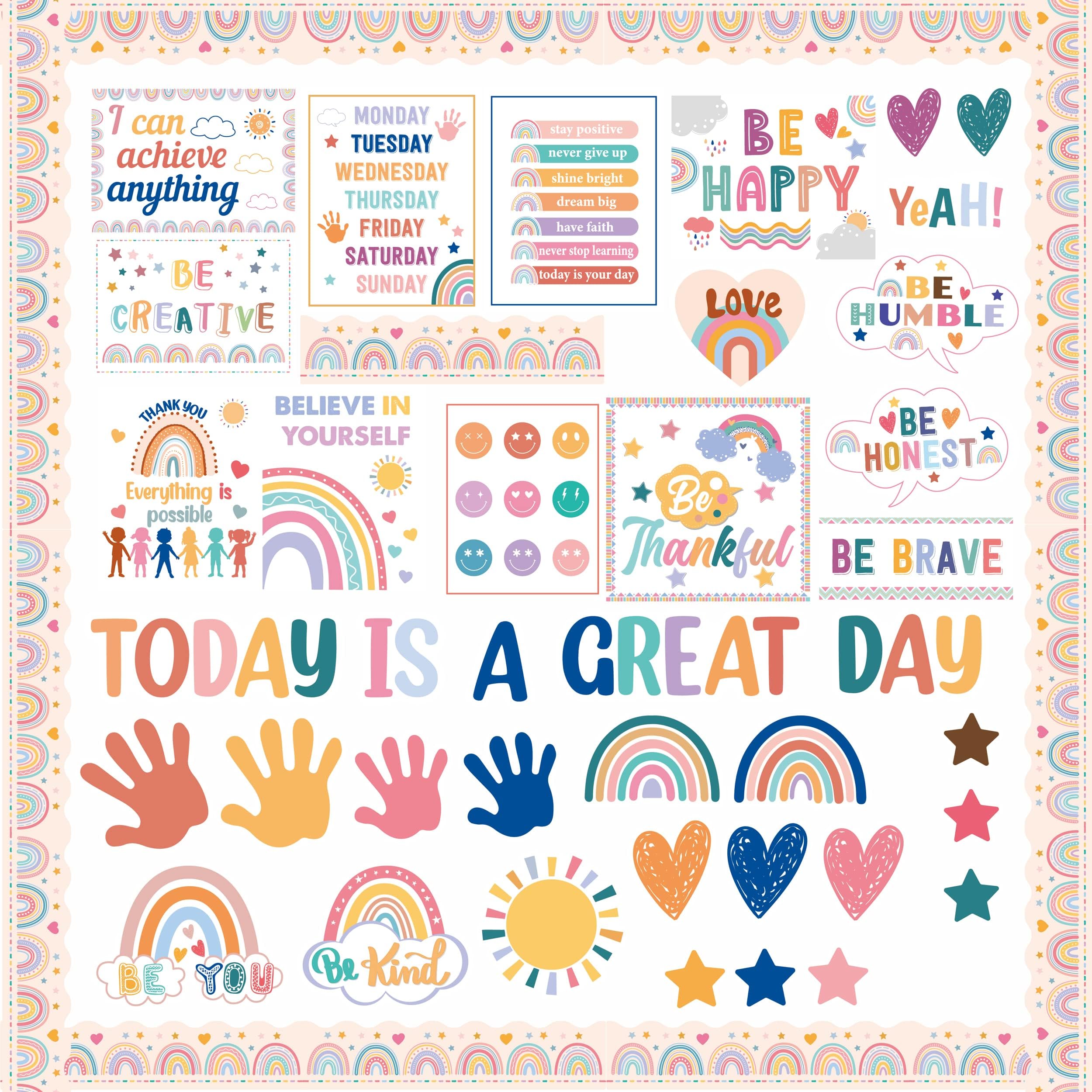 Amazon.com: 50 Pcs Today is A Great Day Bulletin Board Decoration Set ...