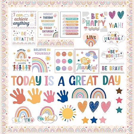 Amazon.com: 50 Pcs Today is A Great Day Bulletin Board Decoration Set ...