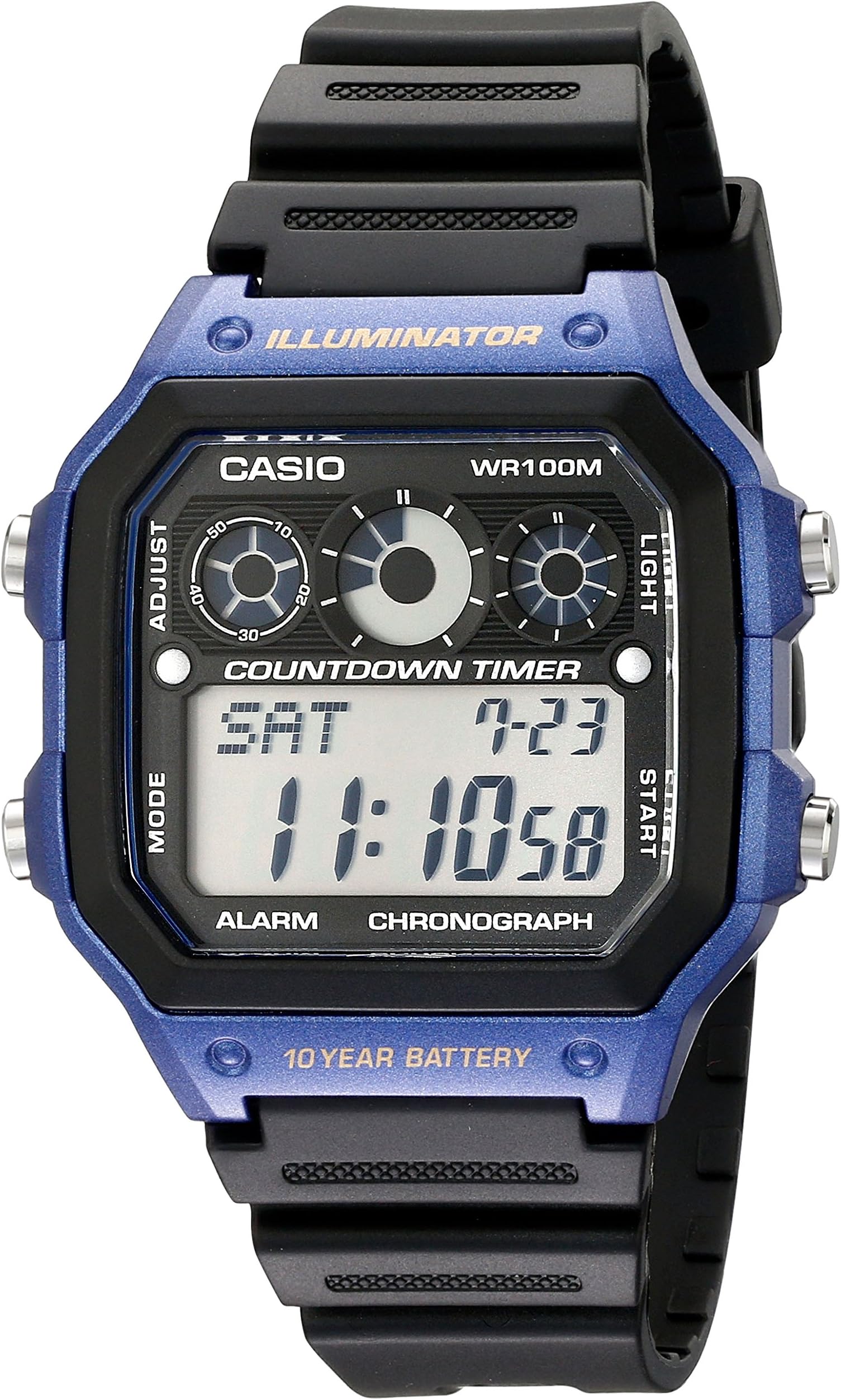 Casio Men's AE-1300WH-2AV Referee Timer Digital Display Quartz Black ...