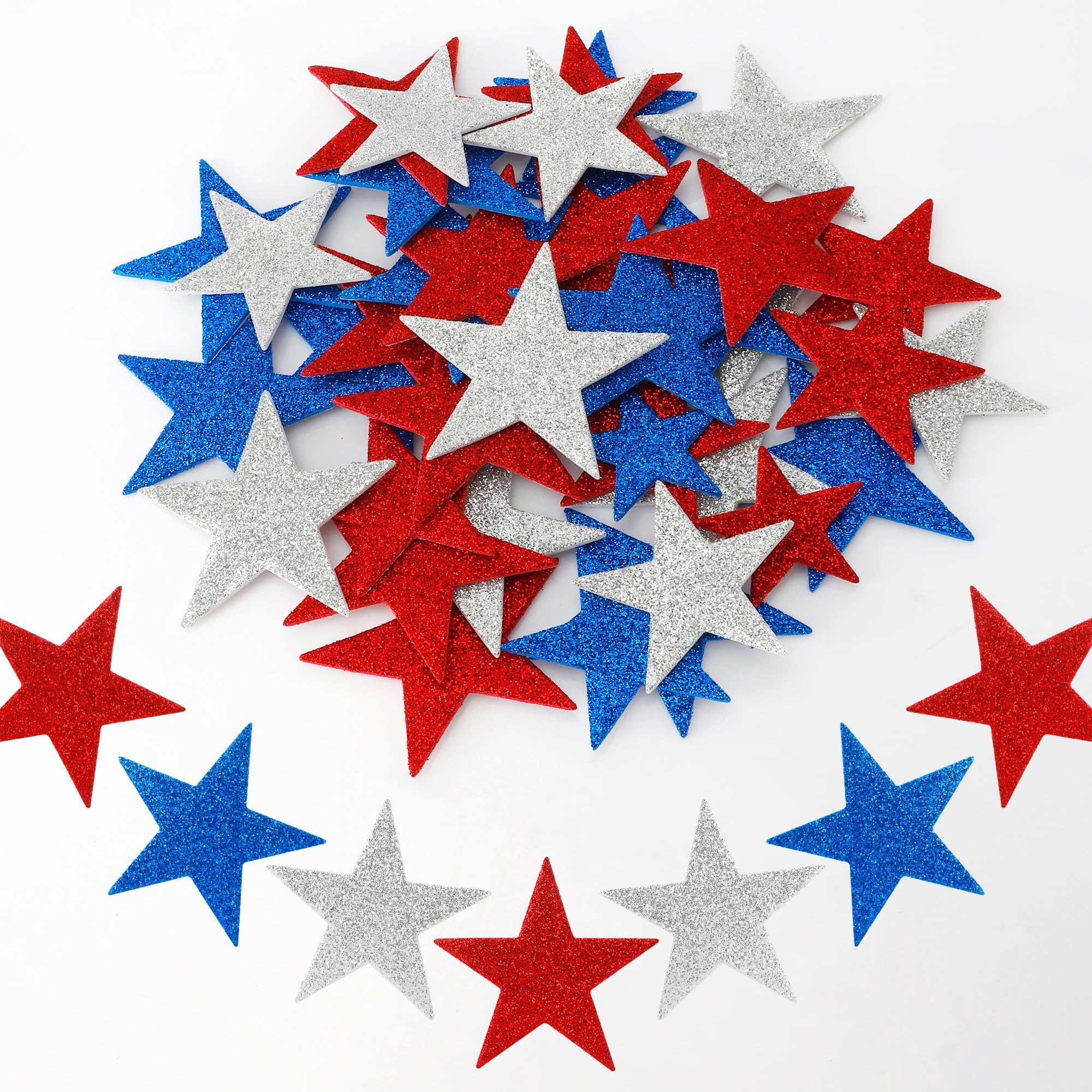Amazon.com: Star Stickers Foam Star Stickers 90 Pcs Red Blue Silver ...