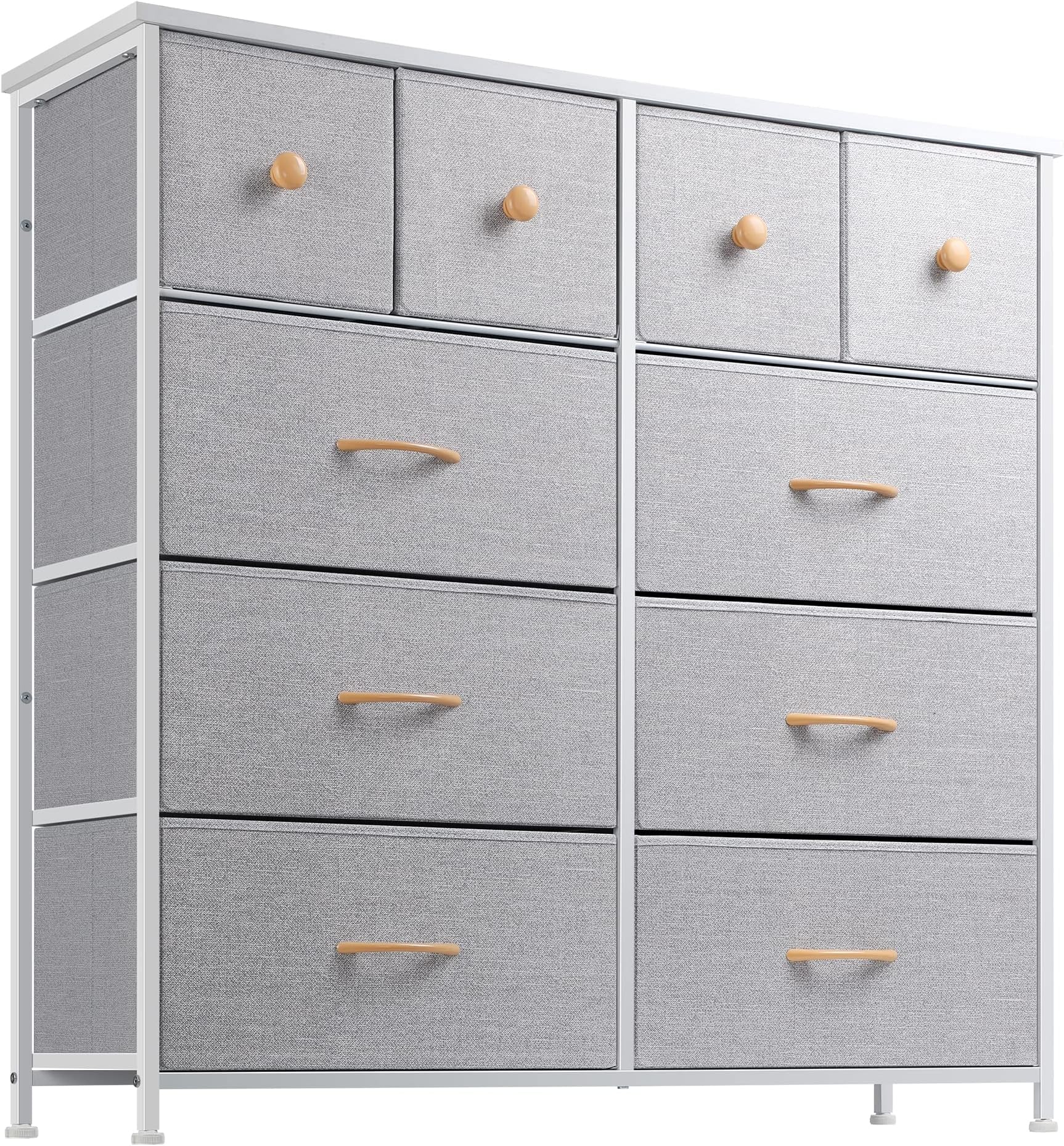 Amazon.com: DWVO 9 Drawer Dresser, Light Gray Fabric Storage Tower ...