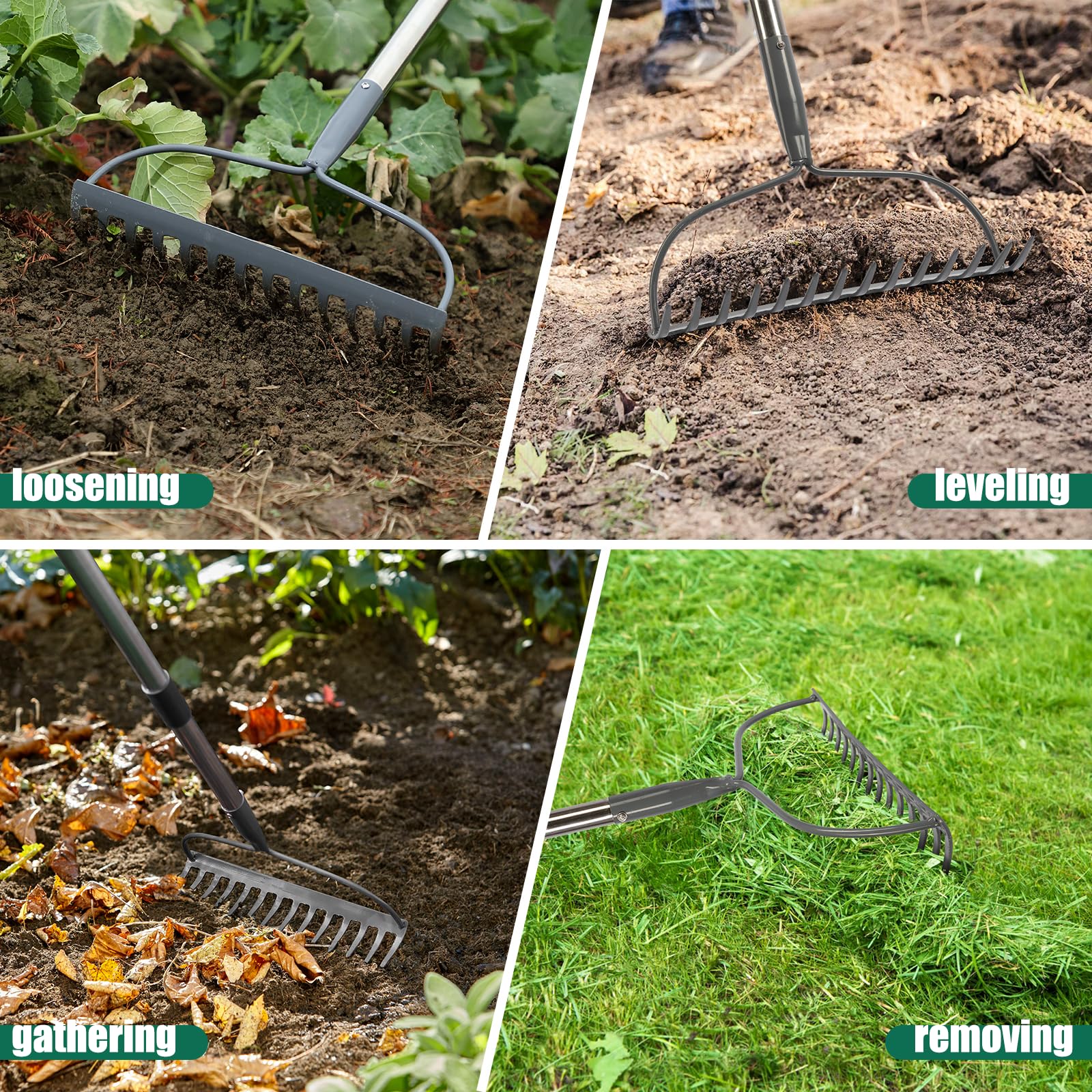 Snapklik.com : Garden Rake, 6 FT Bow Rakes For Lawns Heavy Duty, Yard ...