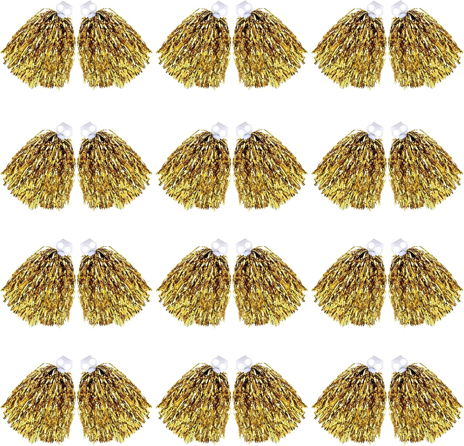 Buy MYKASEN 24Pcs Bright Metallic Cheerleading Pom Poms, Foil Flower ...