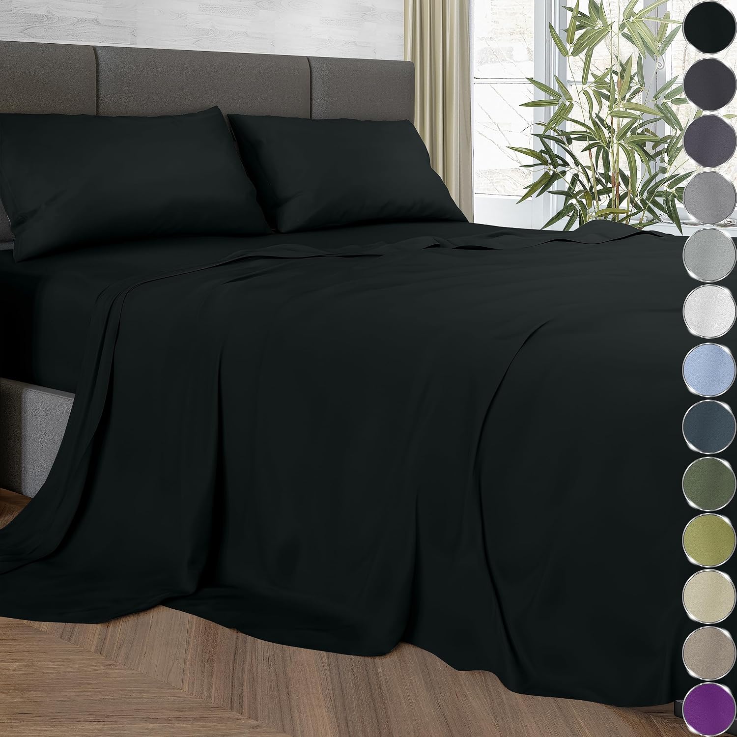 Amazon.com: DECOLURE 100% Organic Bamboo Viscose Sheets King Size 4 pcs ...