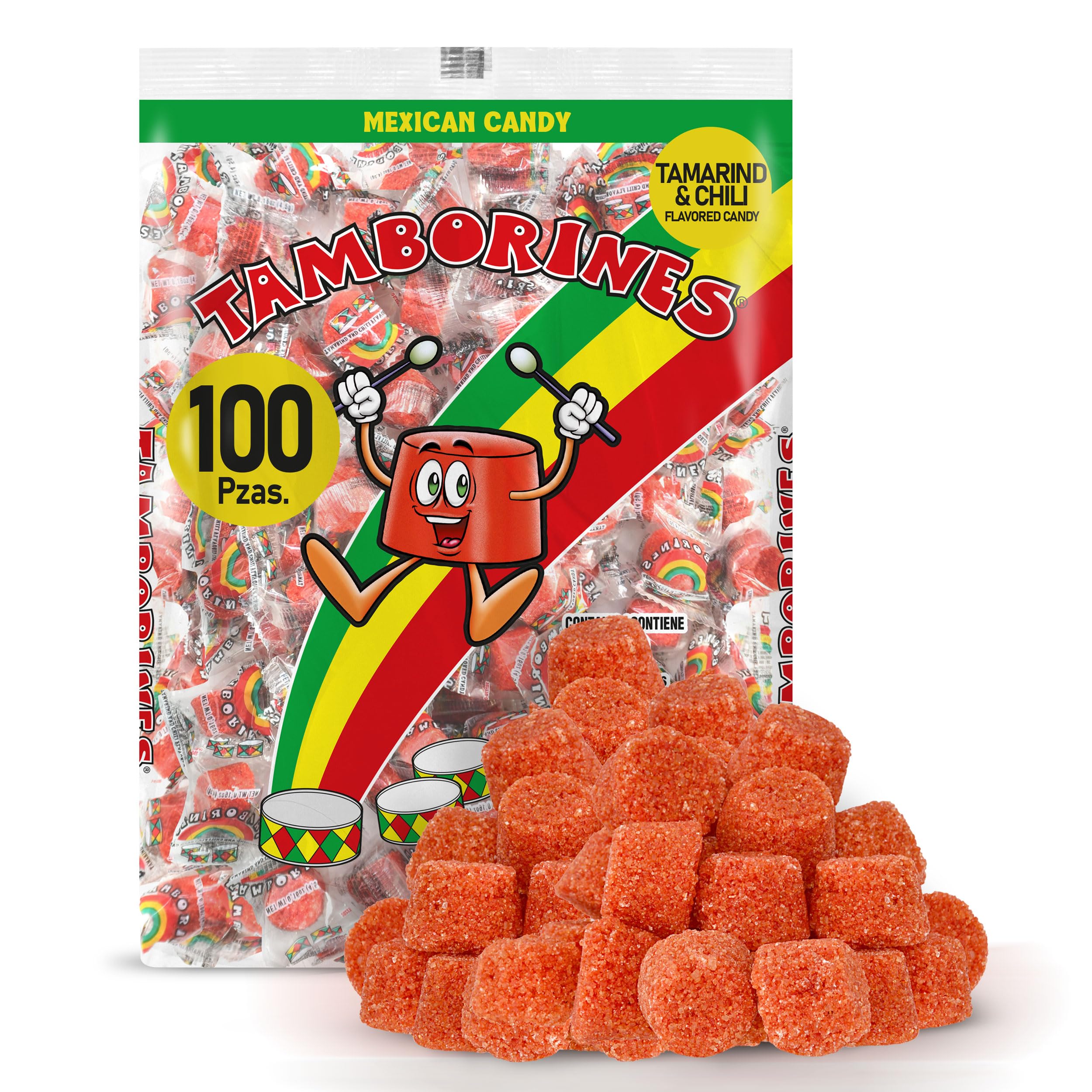 Amazon.com : Tamborines Enchilados - Mexicn Hot Candy 100 Pieces 15.85 ...