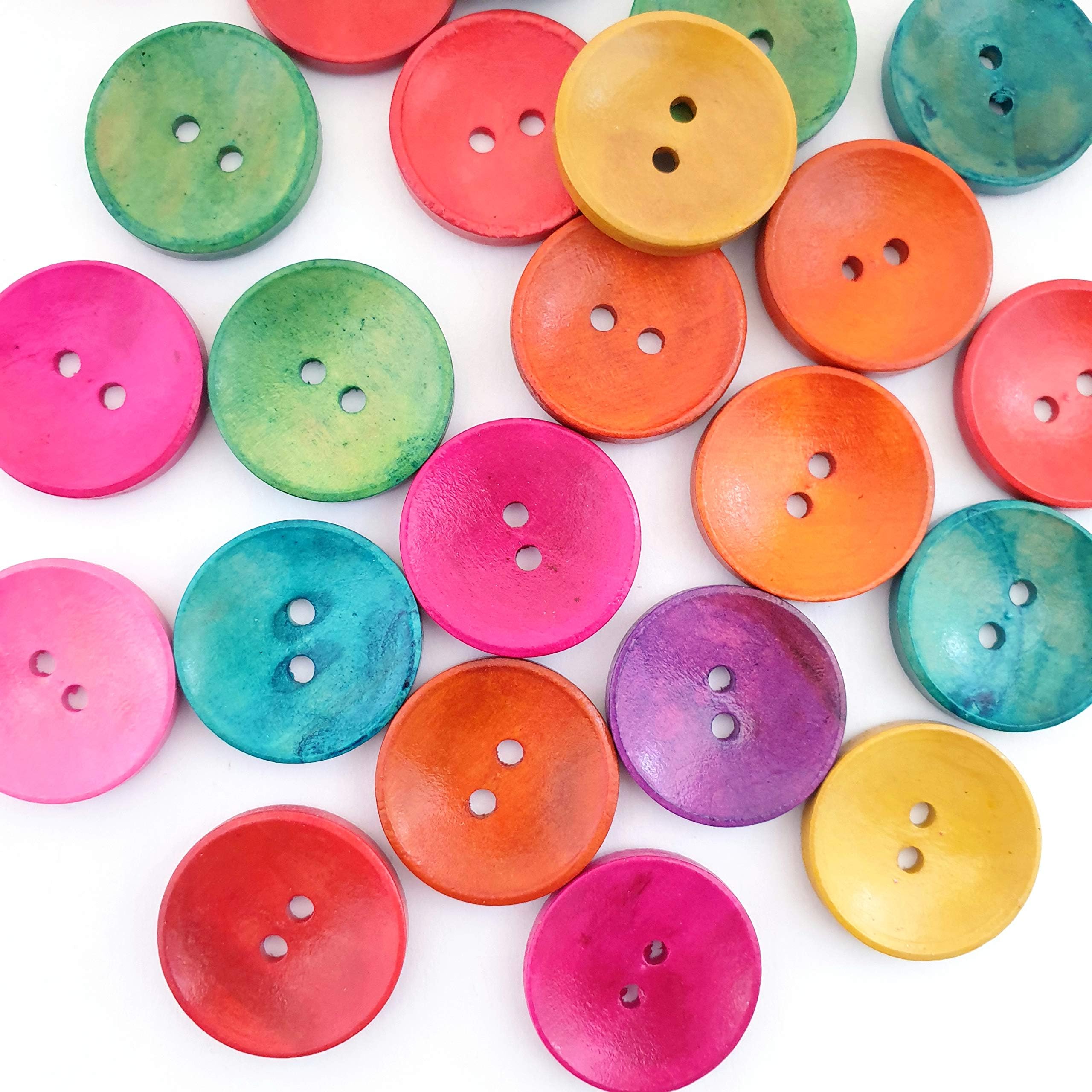 Weiye Craft Buttons - Wooden Buttons in Bulk, 20pcs Mix Color, 40mm ...