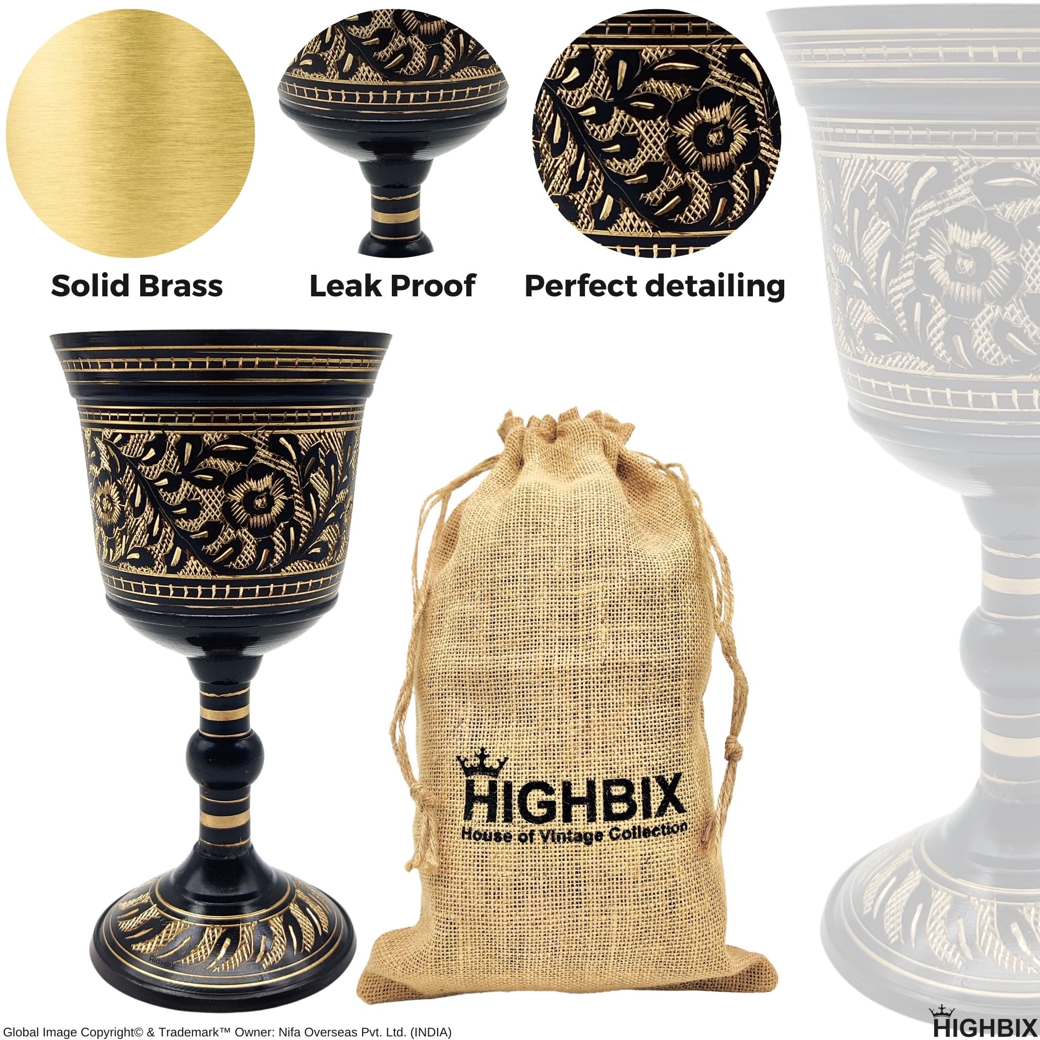 Snapklik.com : HIGHBIX Royal Wine Goblet Solid Brass Handmade Premium ...
