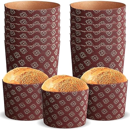 Amazon.com: 12 Pieces Panettone Paper Mold Round Brown Panettone Pan ...