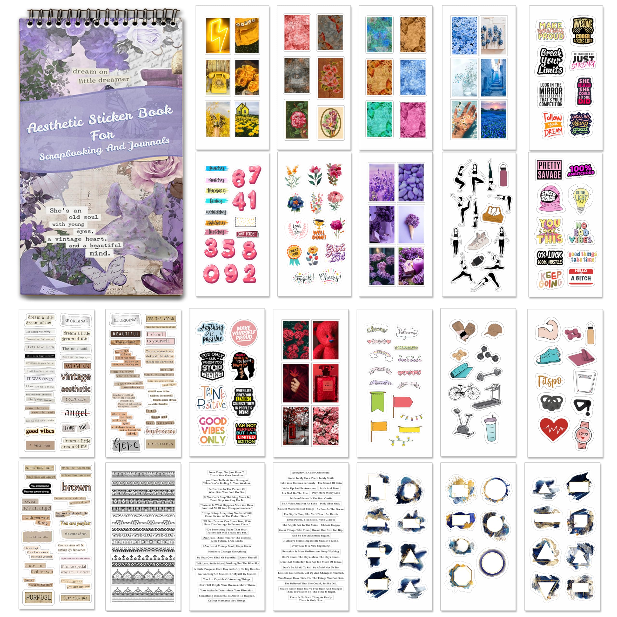 Twinster Aesthetic Journal Stickers Book | 24,A5 Pages 300+ Aesthetic ...