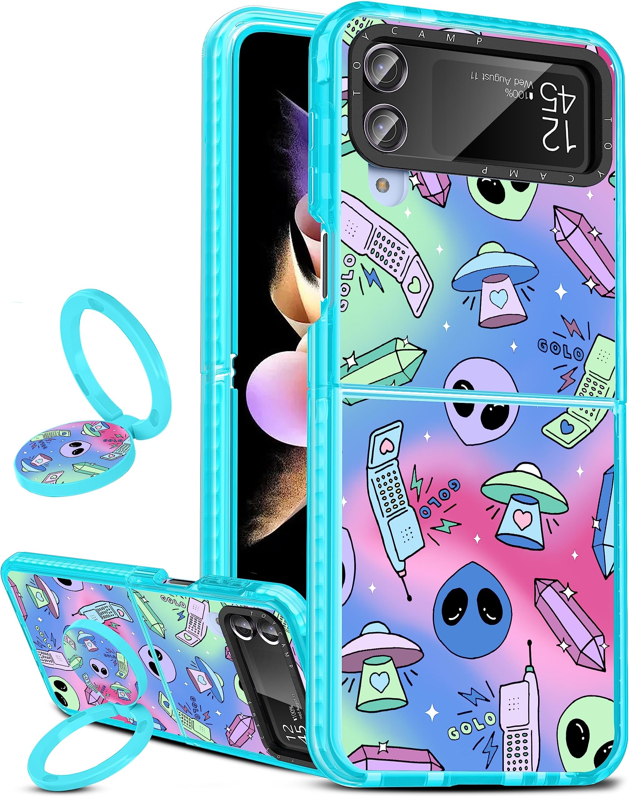 Amazon.com: Toycamp for Samsung Galaxy Z Flip 4 Case with Ring Holder ...