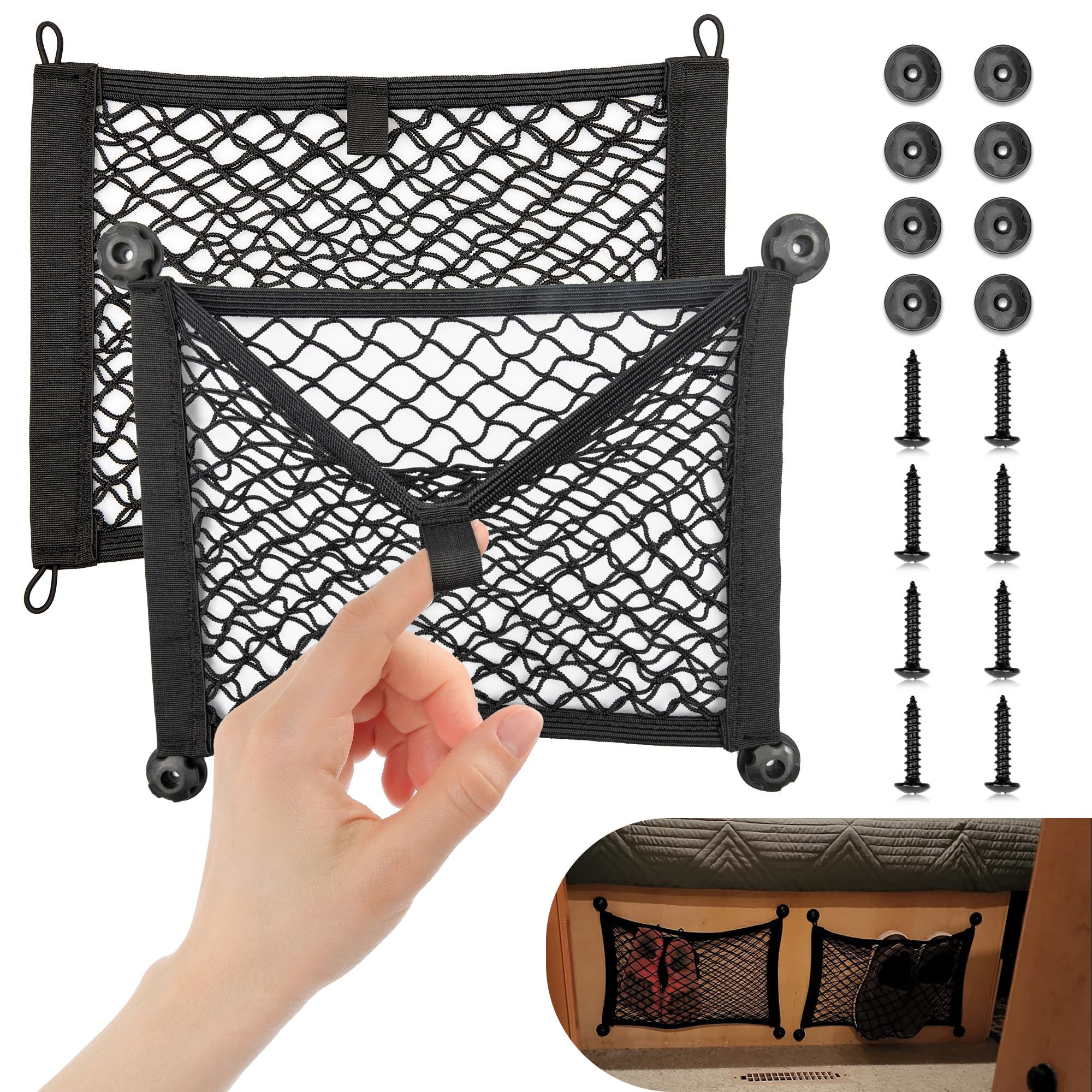 Amazon.com: RED WOLF 2 Layer Small Mesh Cargo Net Elastic Storage ...
