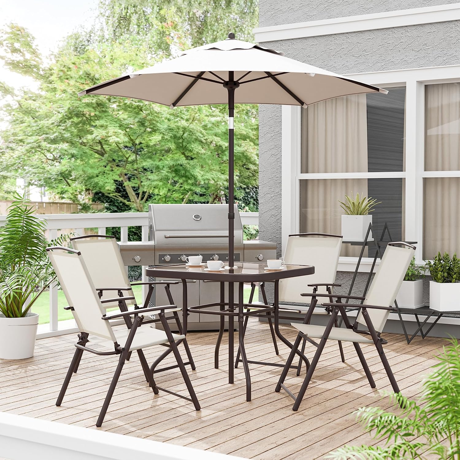 Amazon.com: Furniture of America Yara 6-Piece Outdoor Patio Dining Set ...