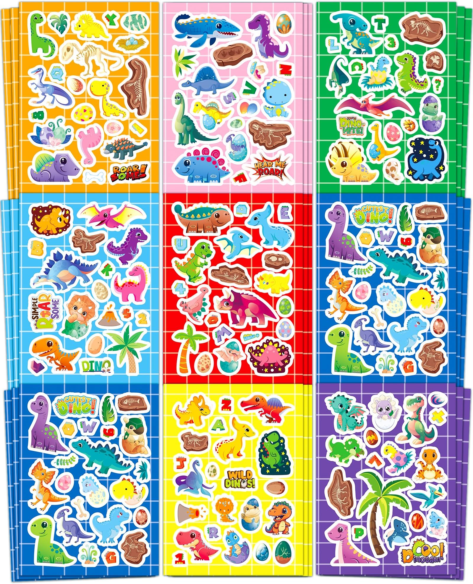 Amazon.com: Ozepao 501 Pcs Dinosaur Stickers for Kids, Waterproof Dino ...